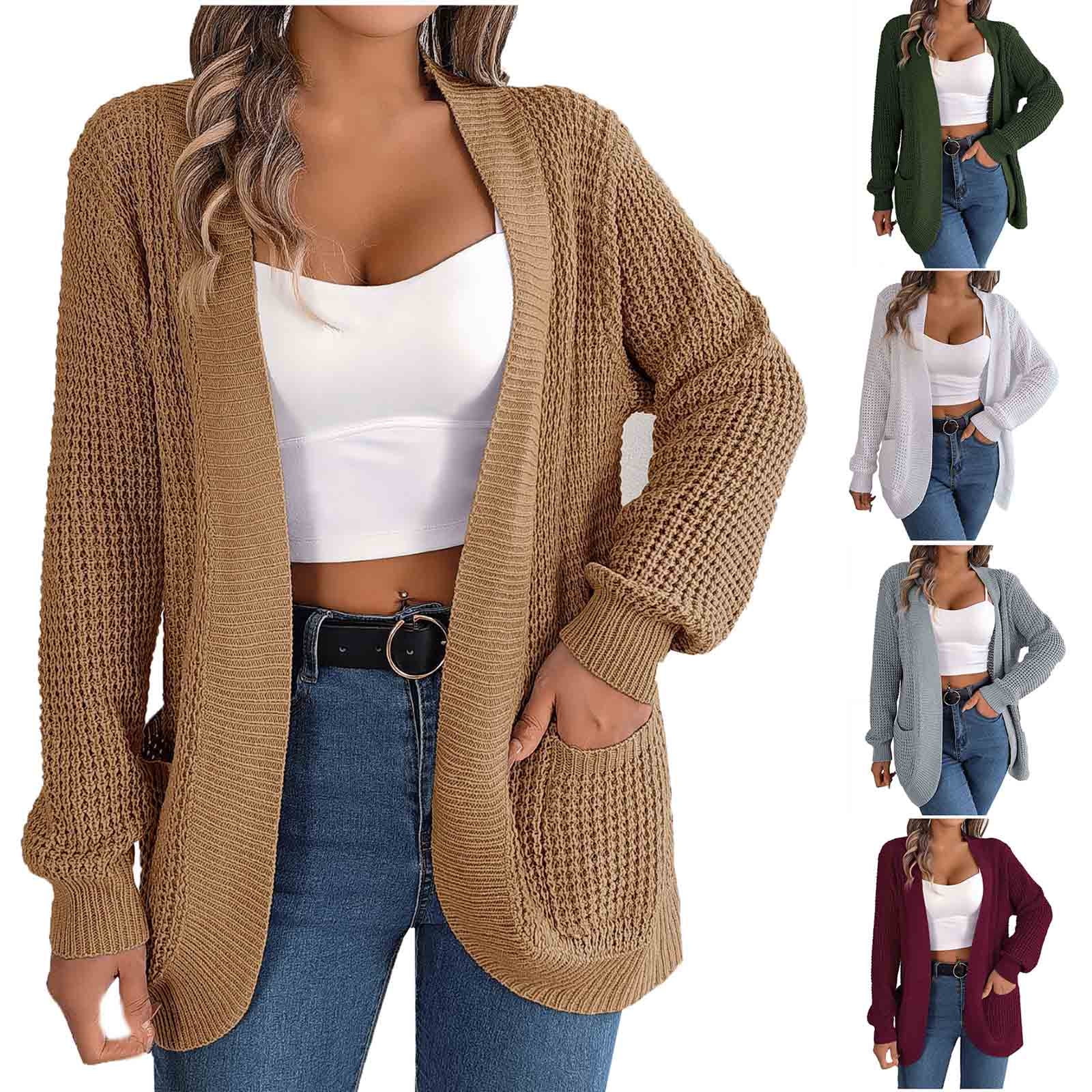 ATOYSOY Open Front Shackets Winter Loose Jackets with Pockets for Women ...