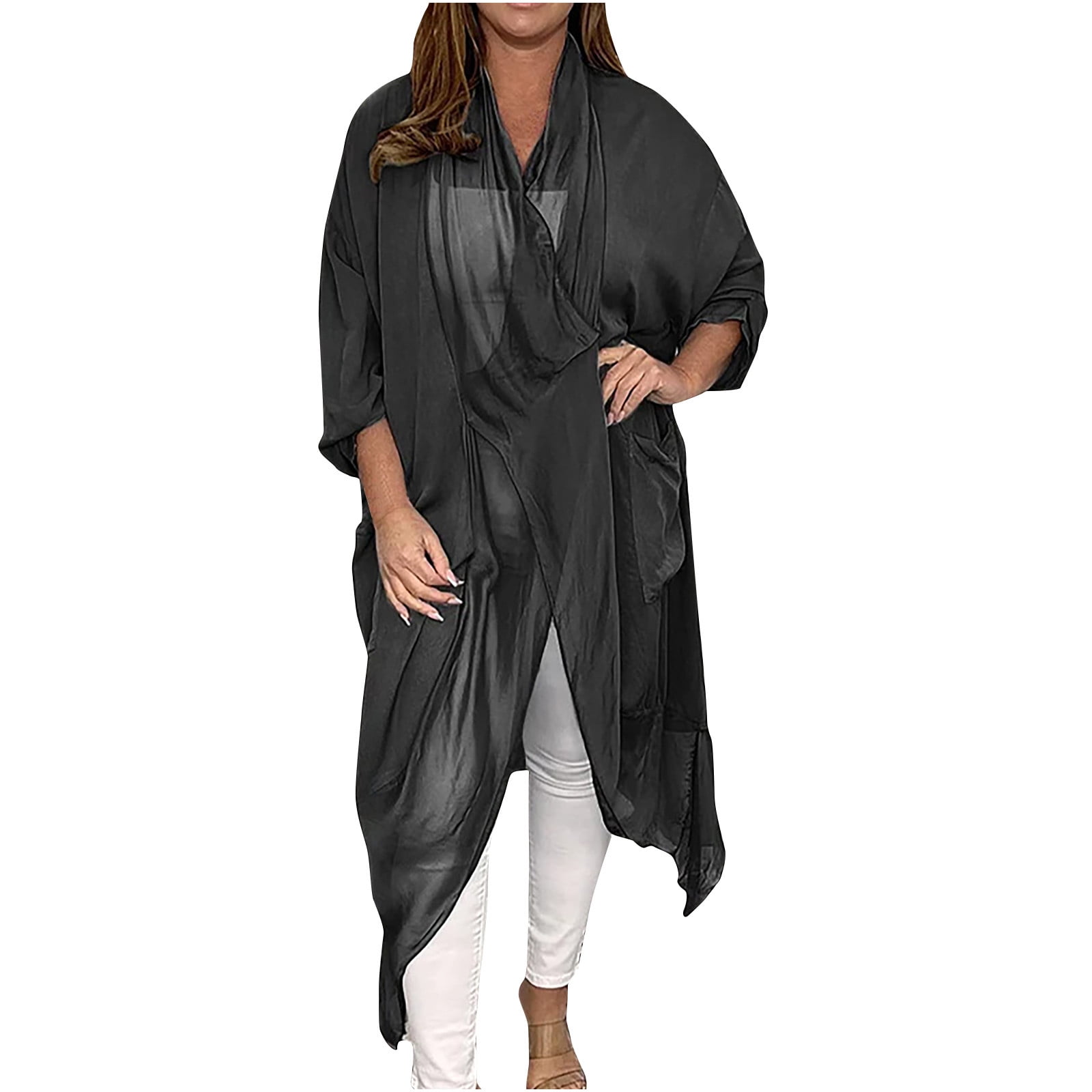 ATOYSOY Plus Size Cardigan Fall Winter Spring Midi Jackets for Women ...