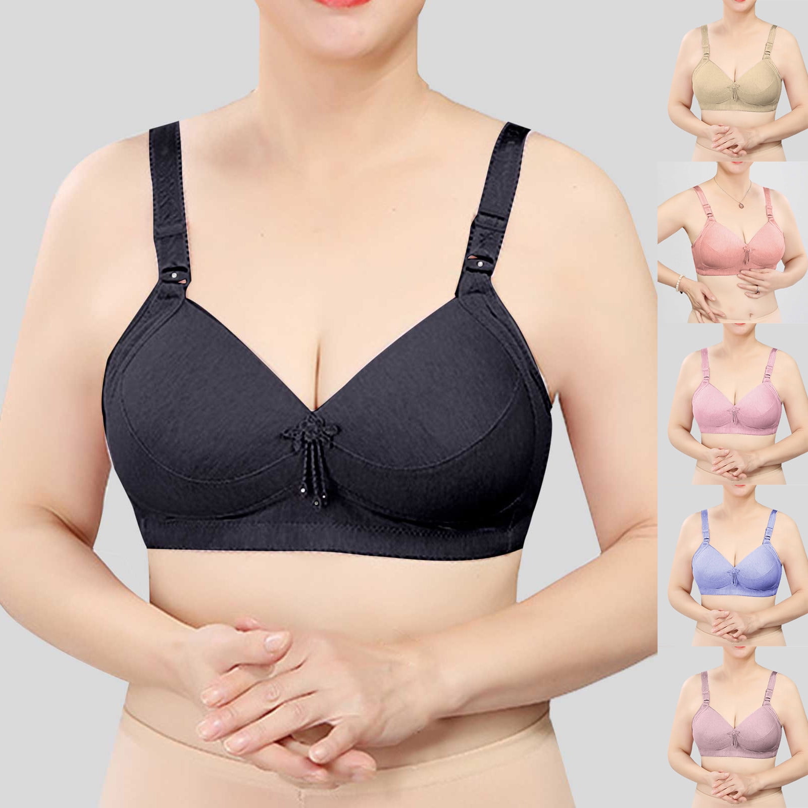 ATOYSOY Plus Size Everyday Bra Wireless Breathable Push Up Underwear Workout Solid Color Girls ...