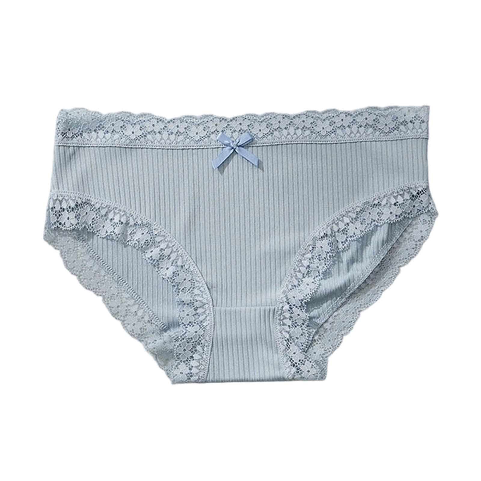 ATOYSOY Ribbed Bikini Briefs With Lace Banding And Bow Detail Soft ...