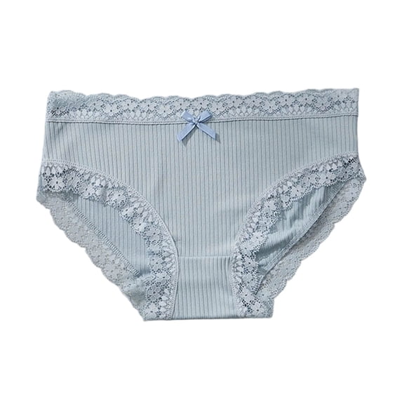 ATOYSOY Ribbed Bikini Briefs With Lace Banding And Bow Detail Soft ...
