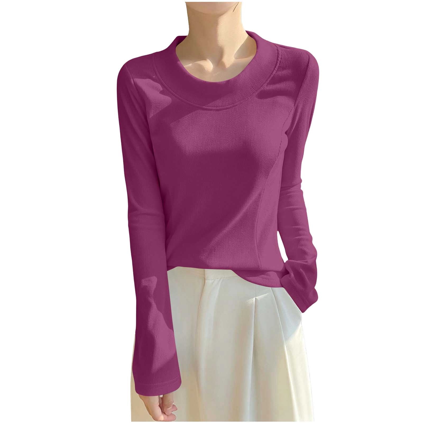 ATOYSOY Ribbed Knit Long Sleeve Tops Crew Neck Side Ruched Flared Cuff ...