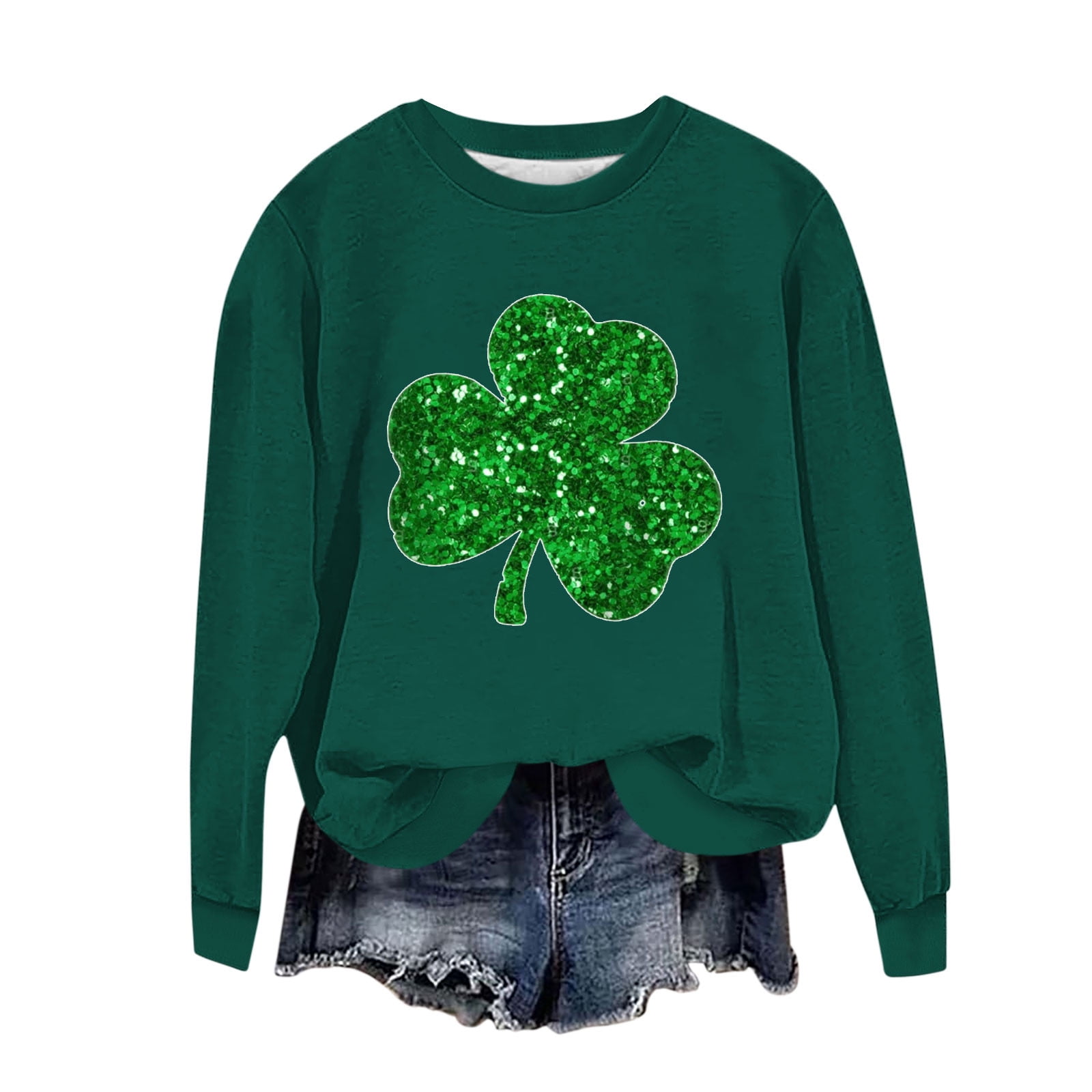 ATOYSOY St. Patrick's Day Sweatshirt for Women Irish Shamrock Print ...