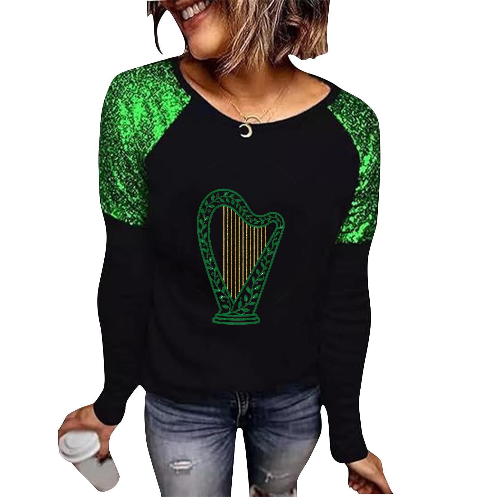 ATOYSOY St. Patrick's Day T-Shirt for Women Clover Print Casual Ladies ...