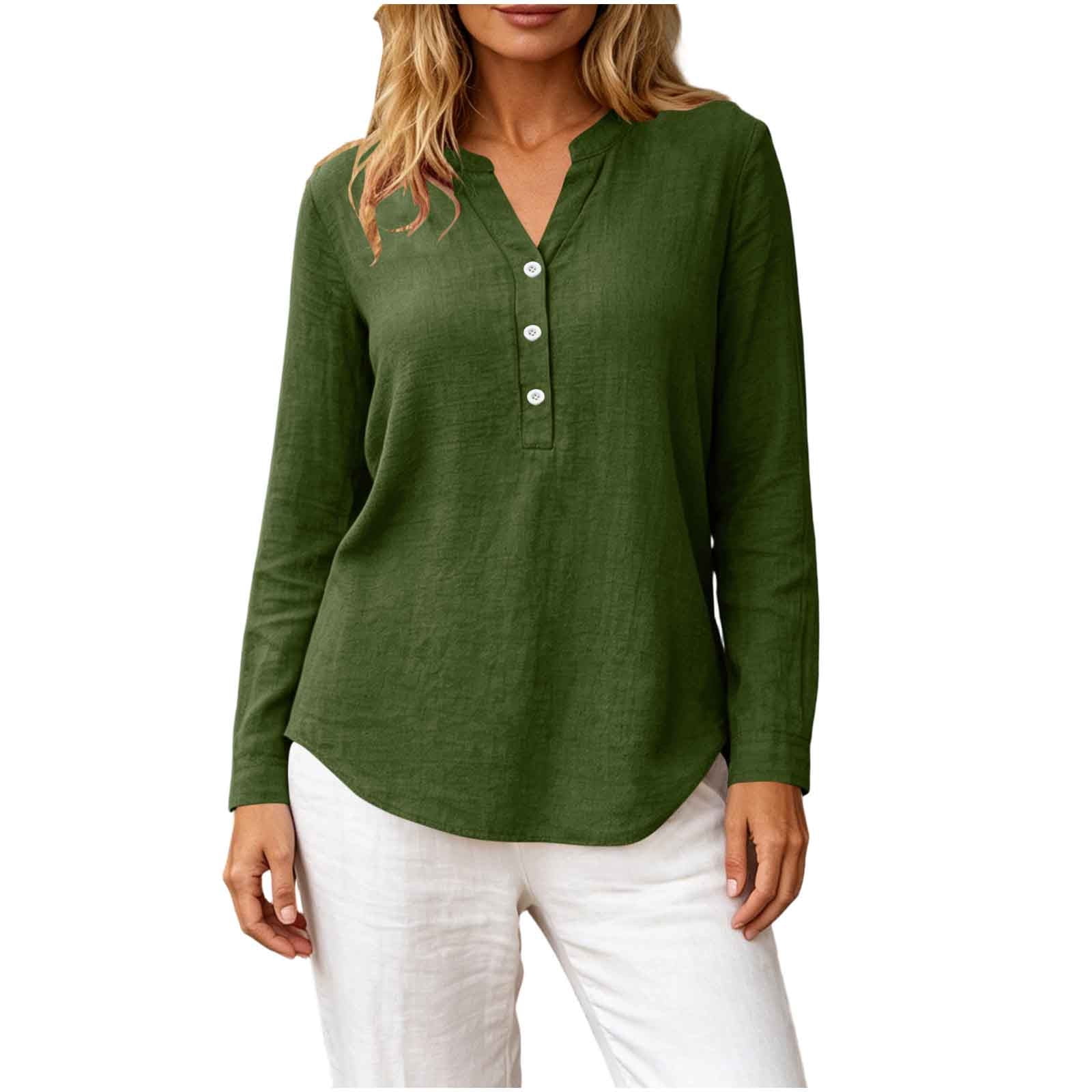 ATOYSOY Summer Tops For Women 2026 Solid Color Mandarin Partial Button ...