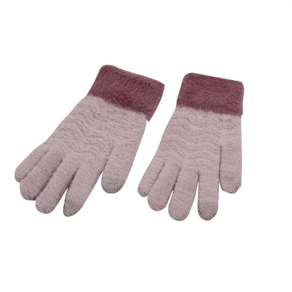 ATOYSOY Winter Warm Colorblock Gloves for Women High Elastic Ribbed ...