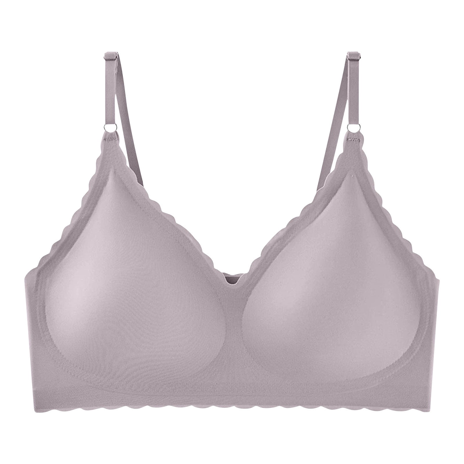 ATOYSOY Wireless Bras for Women No Underwire Thin Strap Scalloped ...