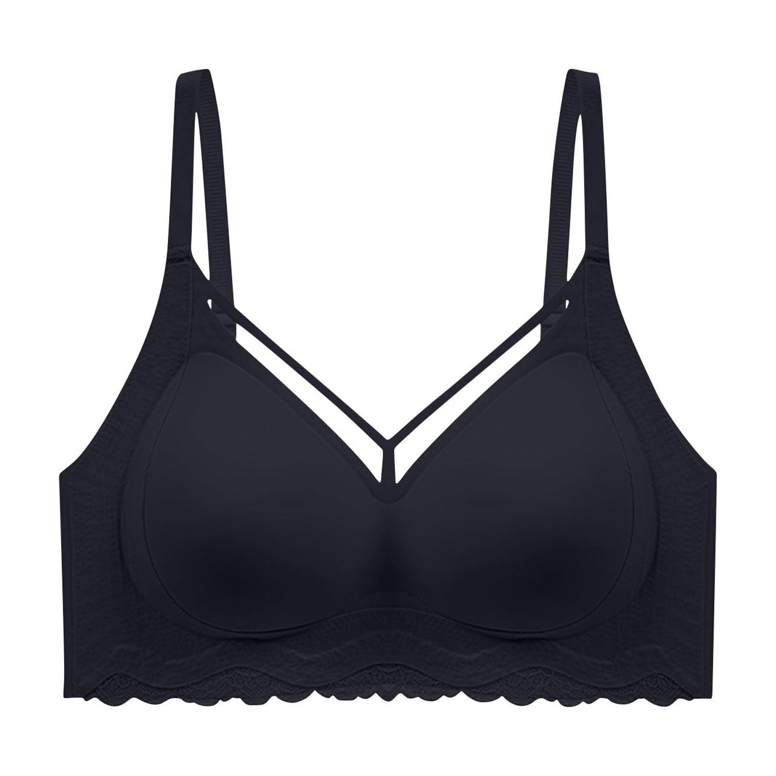 ATOYSOY Wireless Bras for Women No Underwire Wide Strap V Neck Bras ...