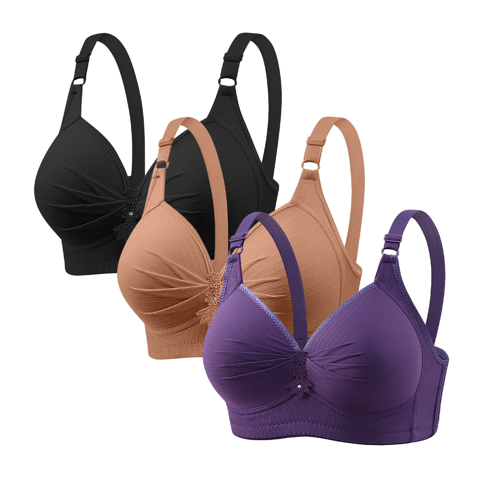 ATOYSOY Wireless Women Bras Adjustable Thin Strap V Neck Seamless ...