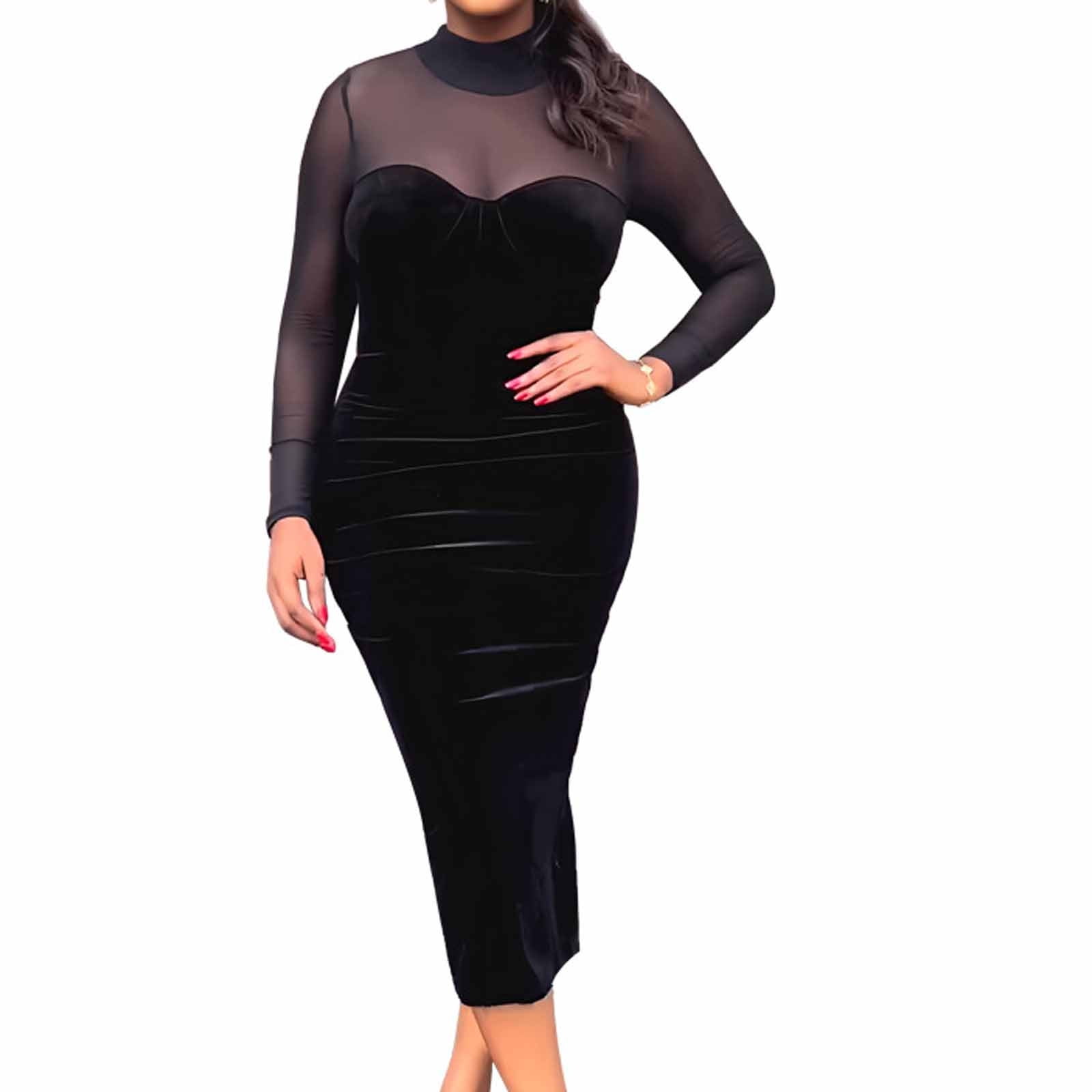 ATOYSOY Women's Beach Sundress Lace Long Sleeve Knee Length Pencil ...