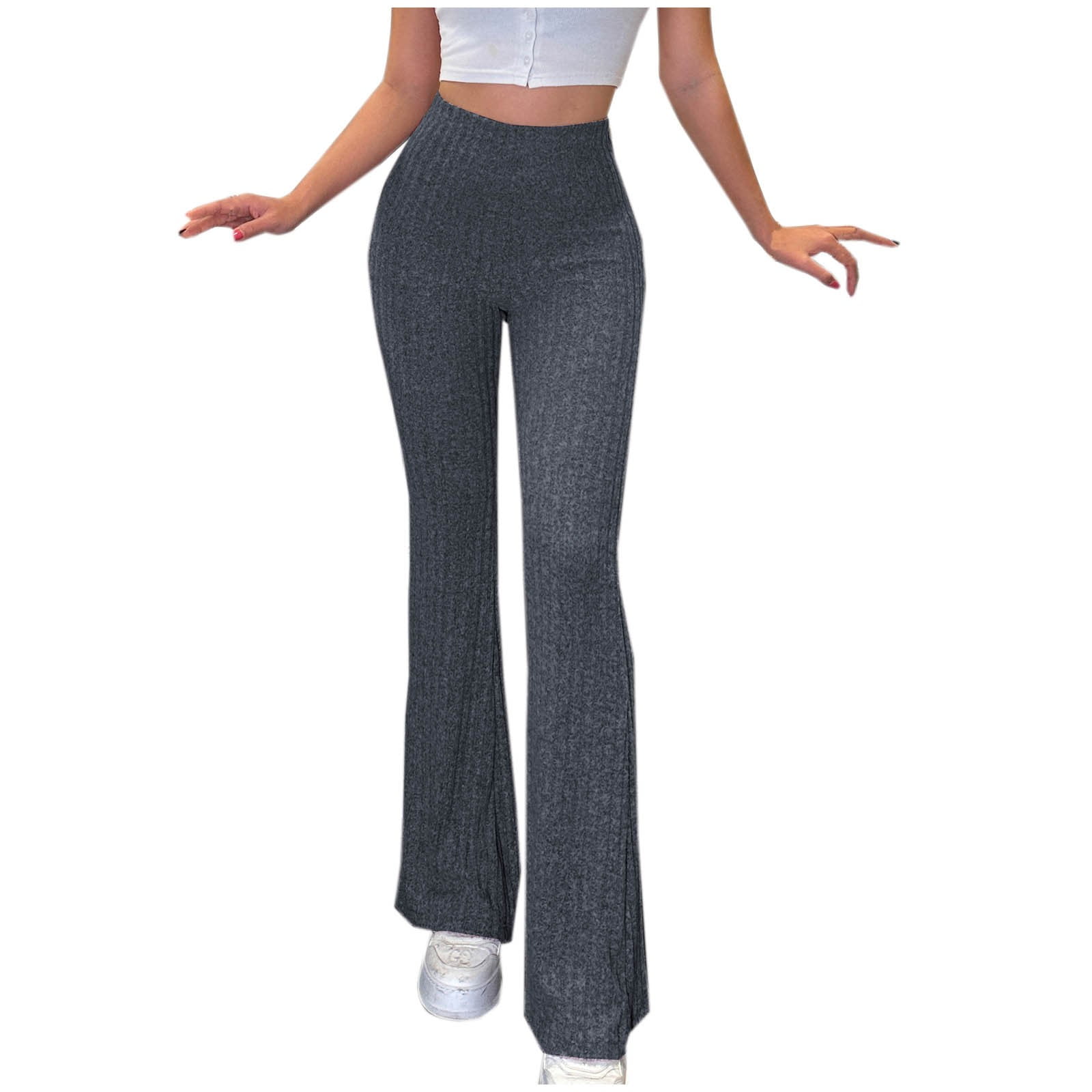 ATOYSOY Women's Casual Work Track Pants Activewear Cotton Flared Pants ...