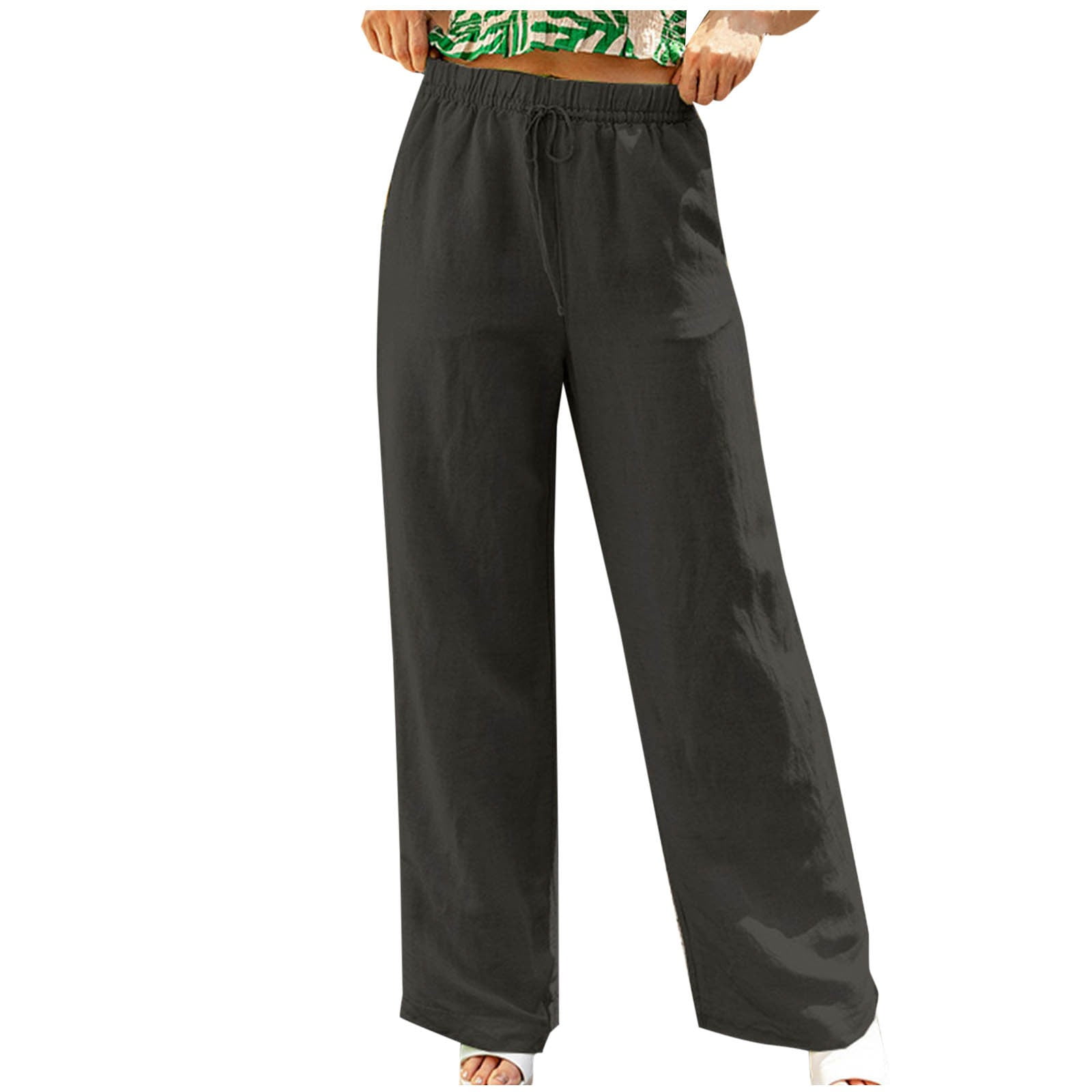 ATOYSOY Women's Casual Workout Palazzo Pants Wide Leg Pants High Waist ...