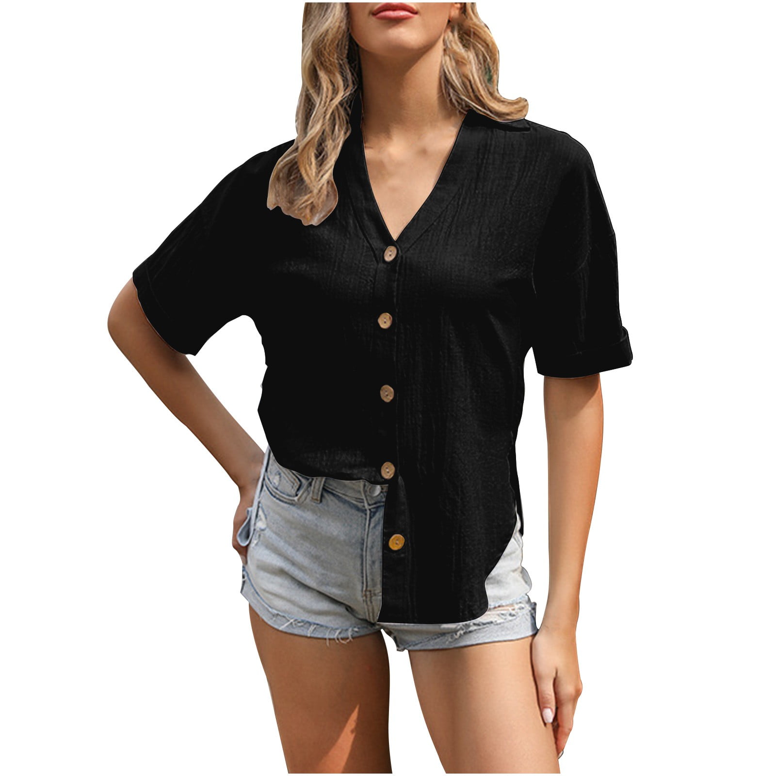 ATOYSOY Women's Clearance Solid Color Pullovers Long Sleeve Blouses ...