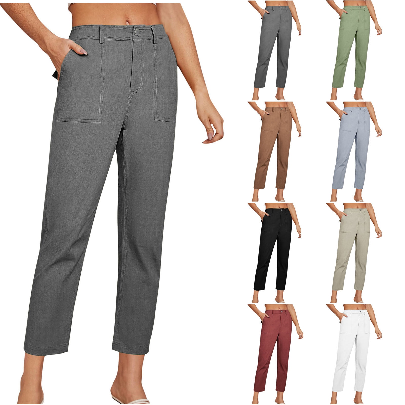 ATOYSOY Women's Flat Front Pant Suit Straight Leg Pants Retro Casual ...
