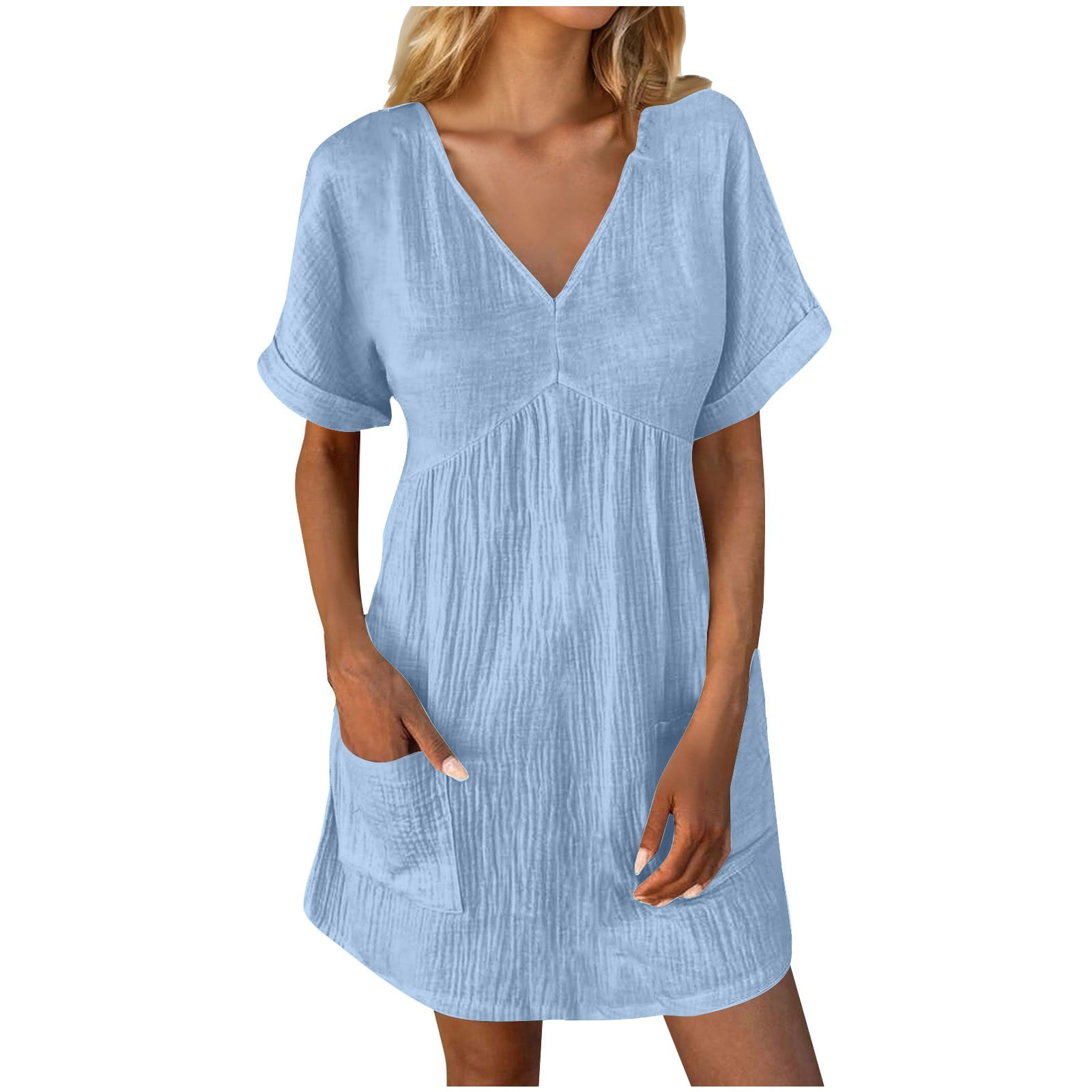 ATOYSOY Women's Above Knee Ruffle Knitted Dress Solid Color Short ...