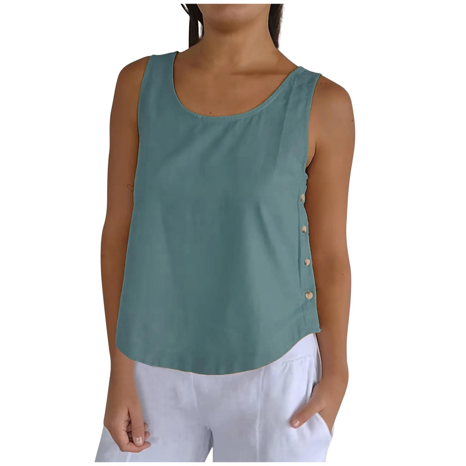 ATOYSOY Women's Loose Tank Tops Clearance Basic Tees Sleeveless Trendy ...