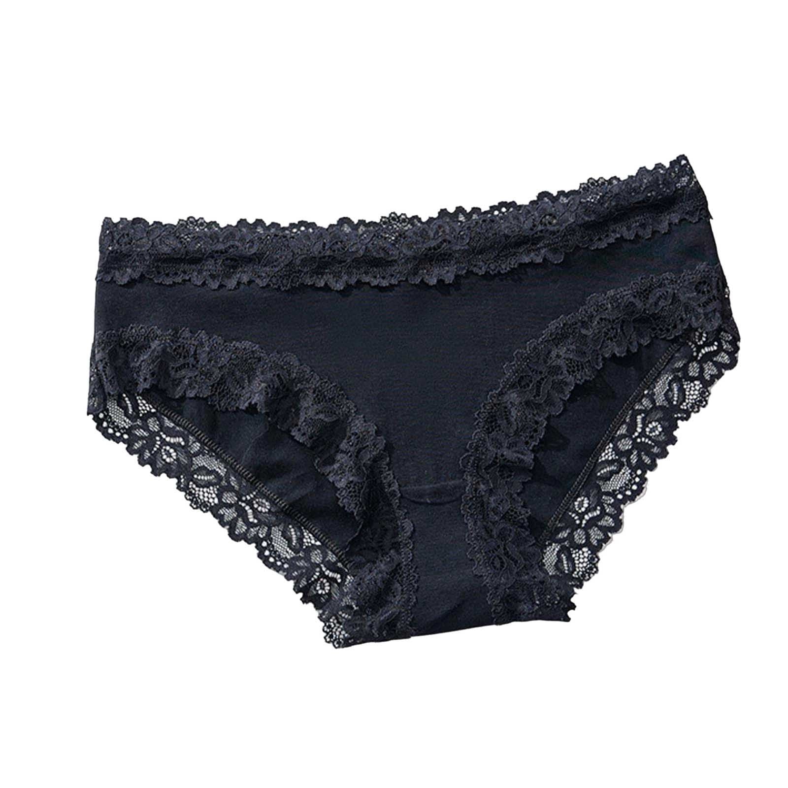 ATOYSOY Women’s Mid Waist Briefs With Full Lace Banding Soft Stretchy ...