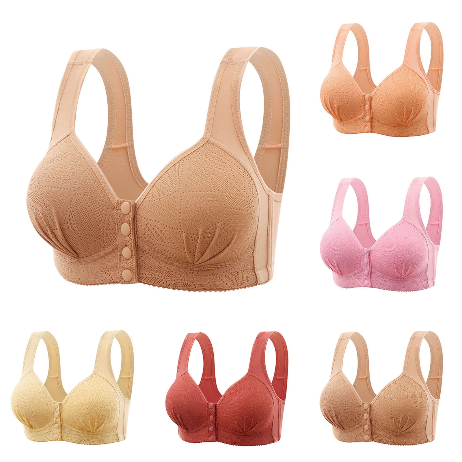 ATOYSOY Women's Plus Size Everyday Bra Wireless Ruched Breathable Push Up Underwear Front ...