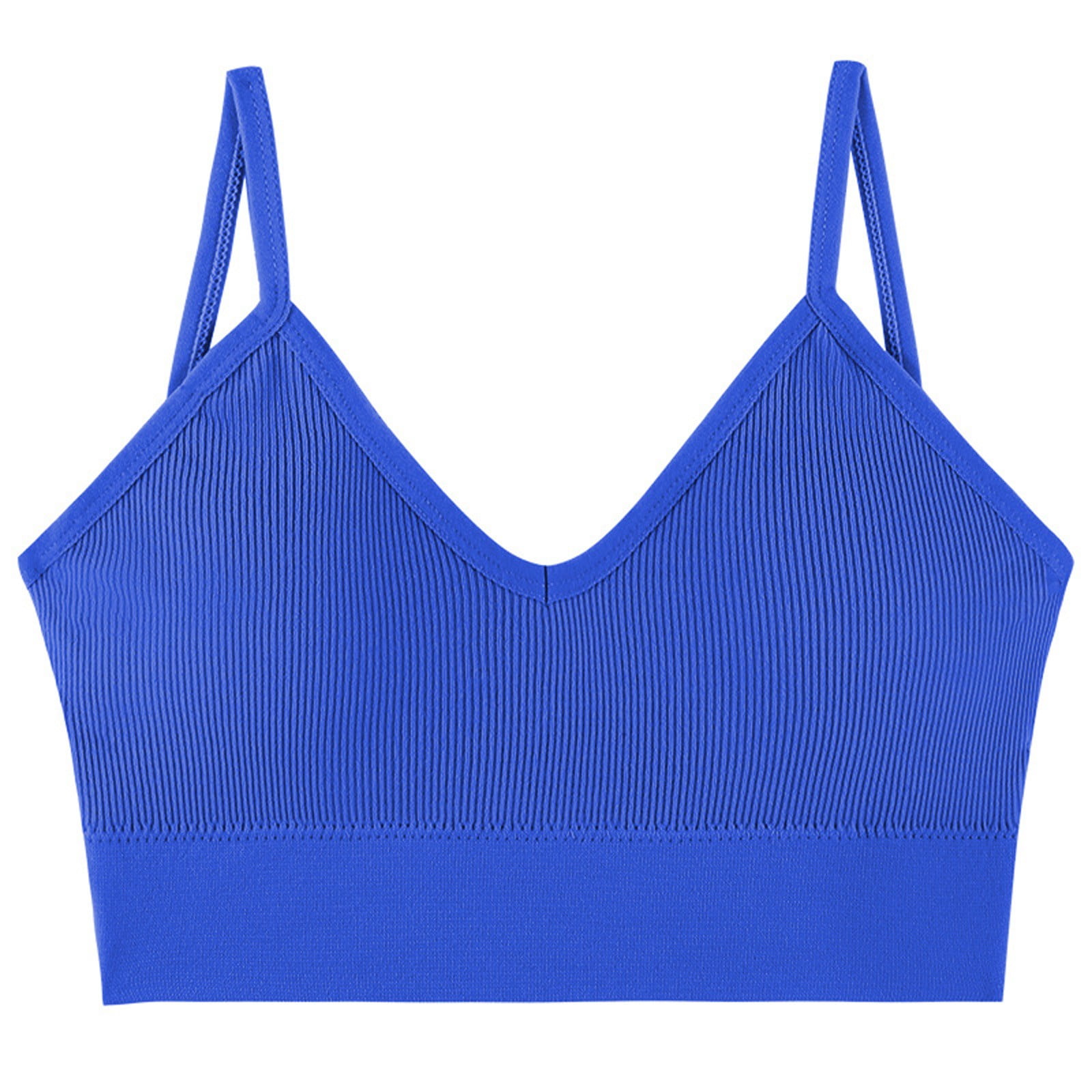 ATOYSOY Women's Ribbed Crop Tank Tops Bra Everyday Bra Spaghetti Strap ...