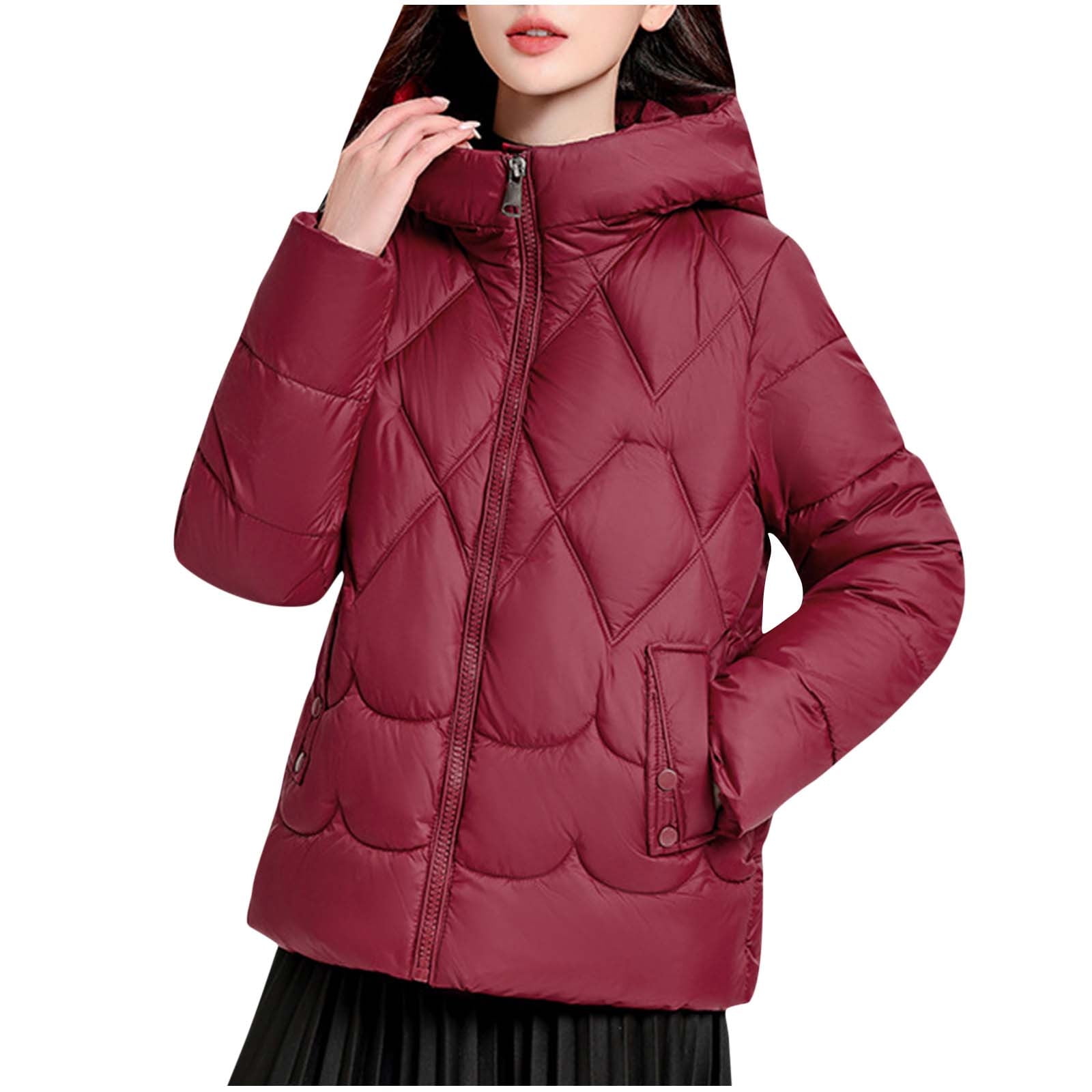ATOYSOY Women's Sales Solid Color Cropped Padded Coat Outwear Loose ...