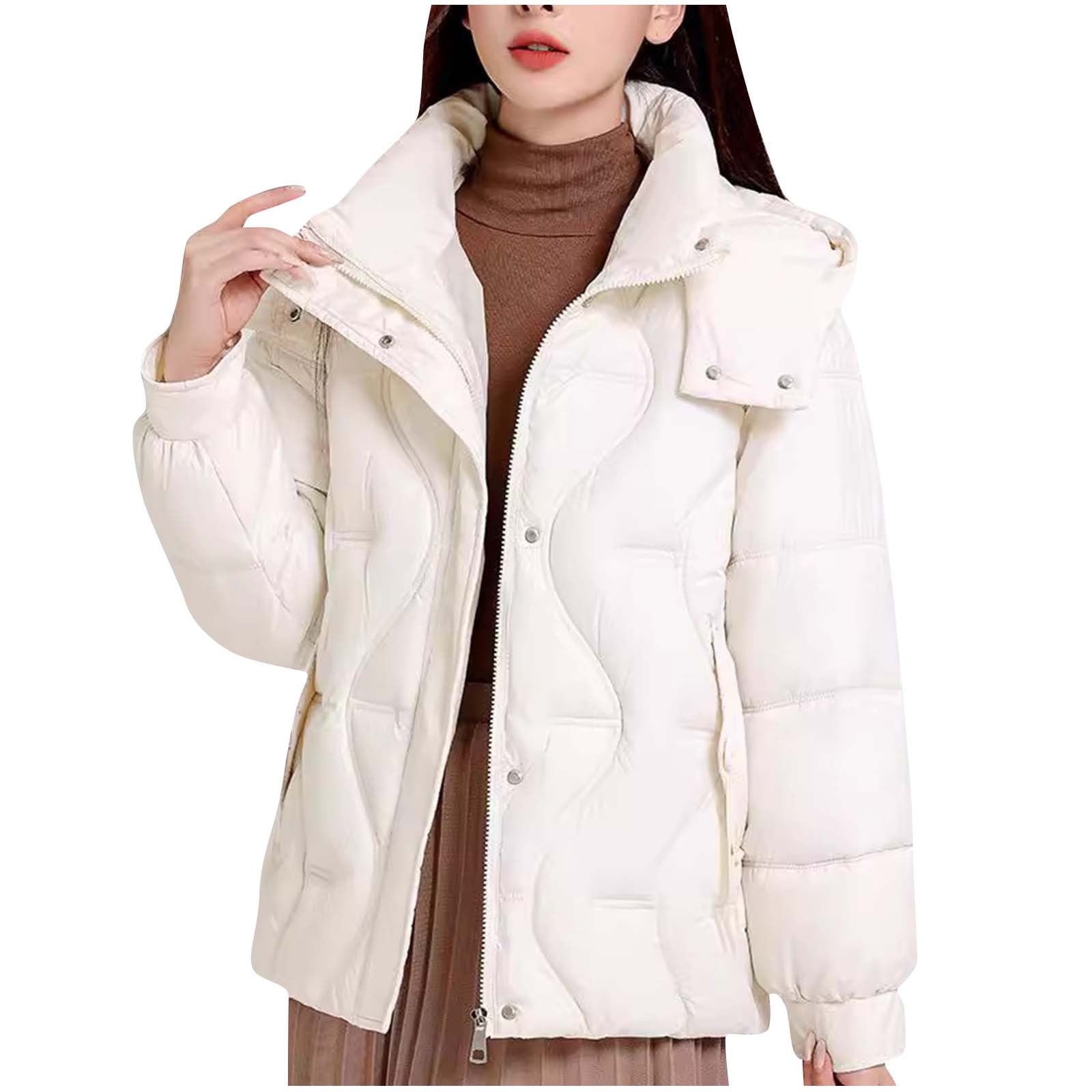 ATOYSOY Women's Solid Color Padded Coat Casual Sweatshirts Outwear ...