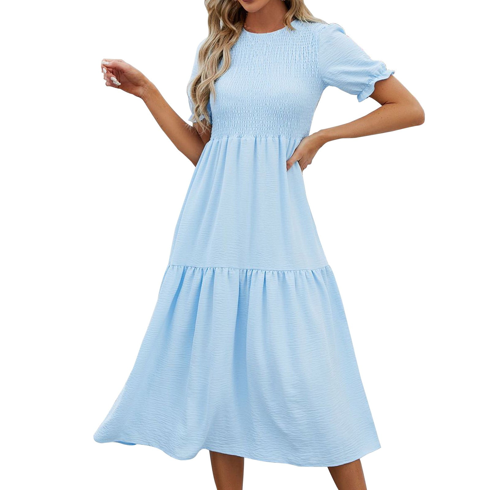 ATOYSOY Women's Trendy Summer Saving Short Sleeve Retro Tea Length A ...