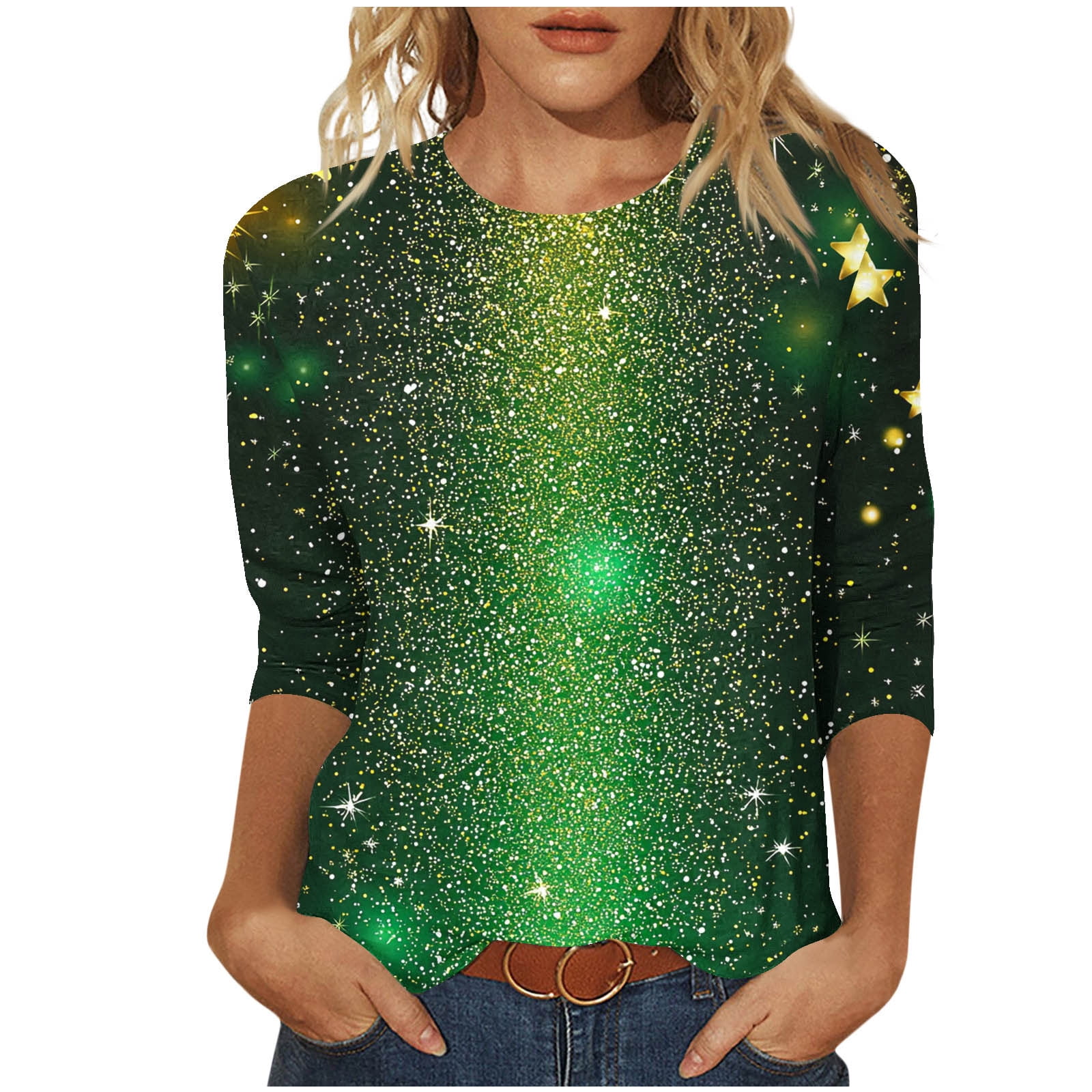 ATOYSOY Womens 3/4 Sleeve Tops St. Patrick's Day Casual Crew Neck ...