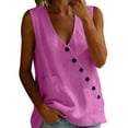 ATOYSOY Womens Asymmetric Button Wrap V Neck Sleeveless Vests Blouse ...