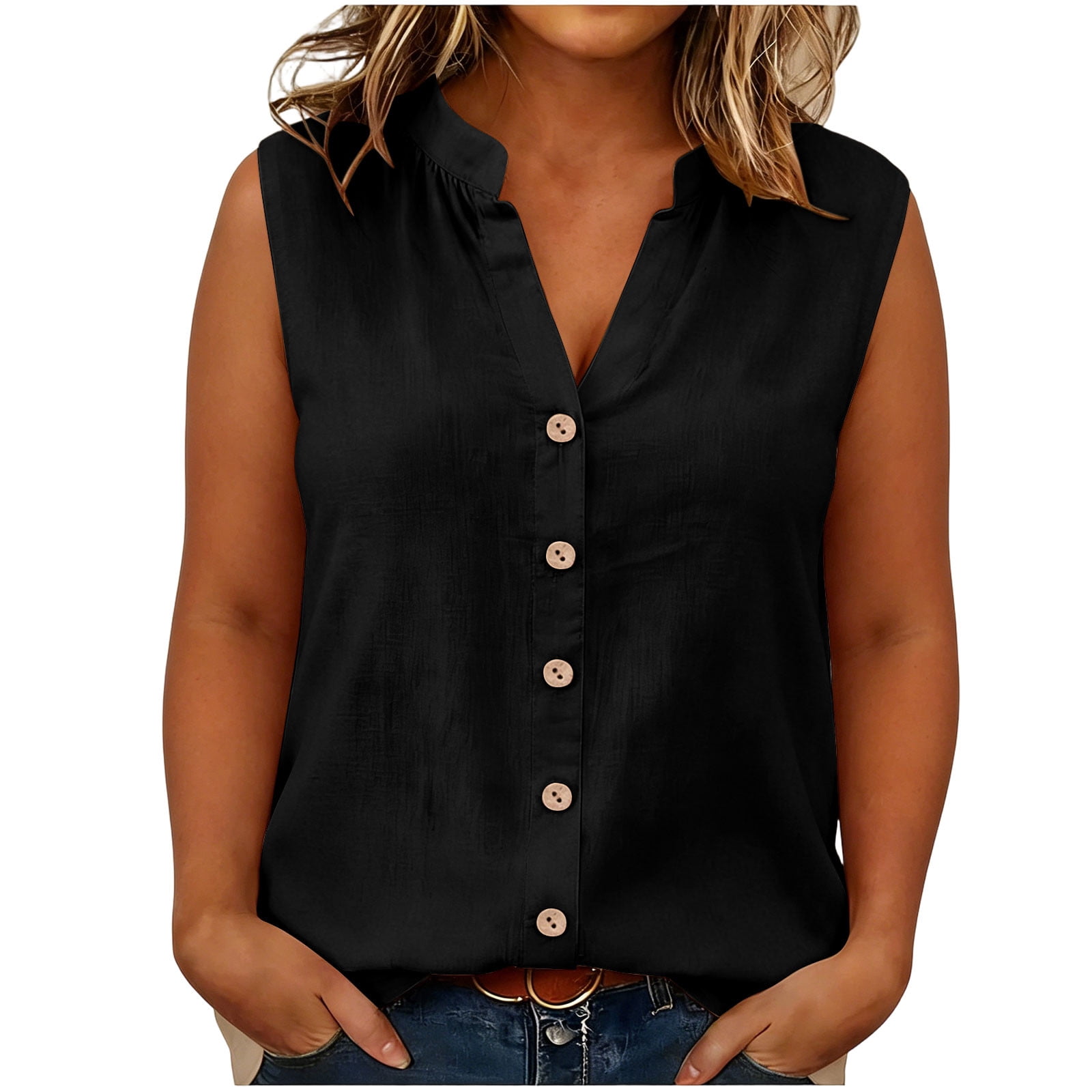 ATOYSOY Womens Blouses Dressy Casual Solid Color Split V Neck ...