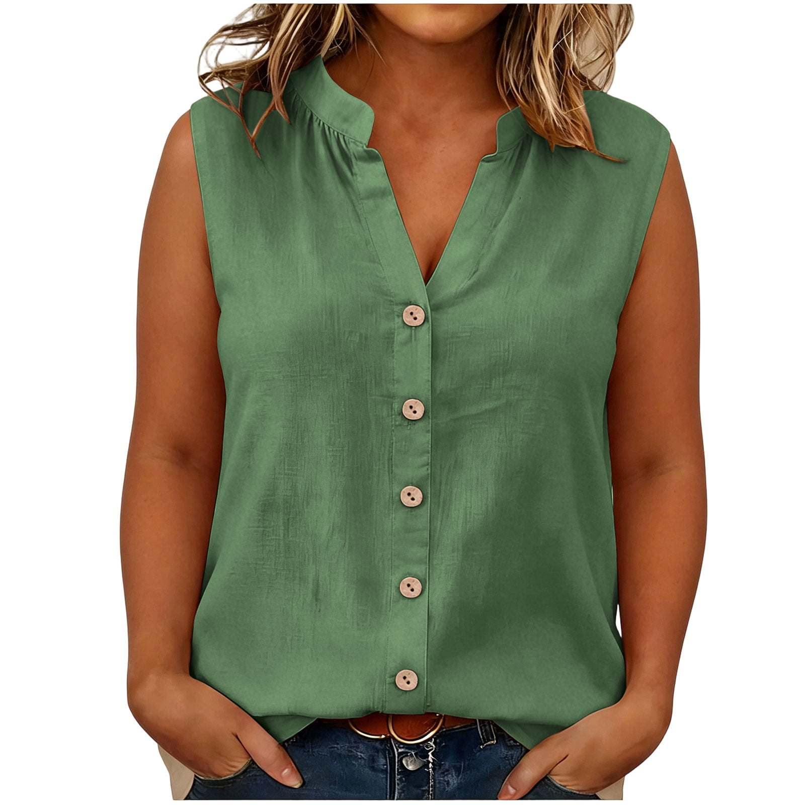 ATOYSOY Womens Blouses Dressy Casual Solid Color Split V Neck ...