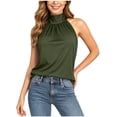 ATOYSOY Womens Neckholder Neck High Neck Sleeveless Top Casual Loose ...
