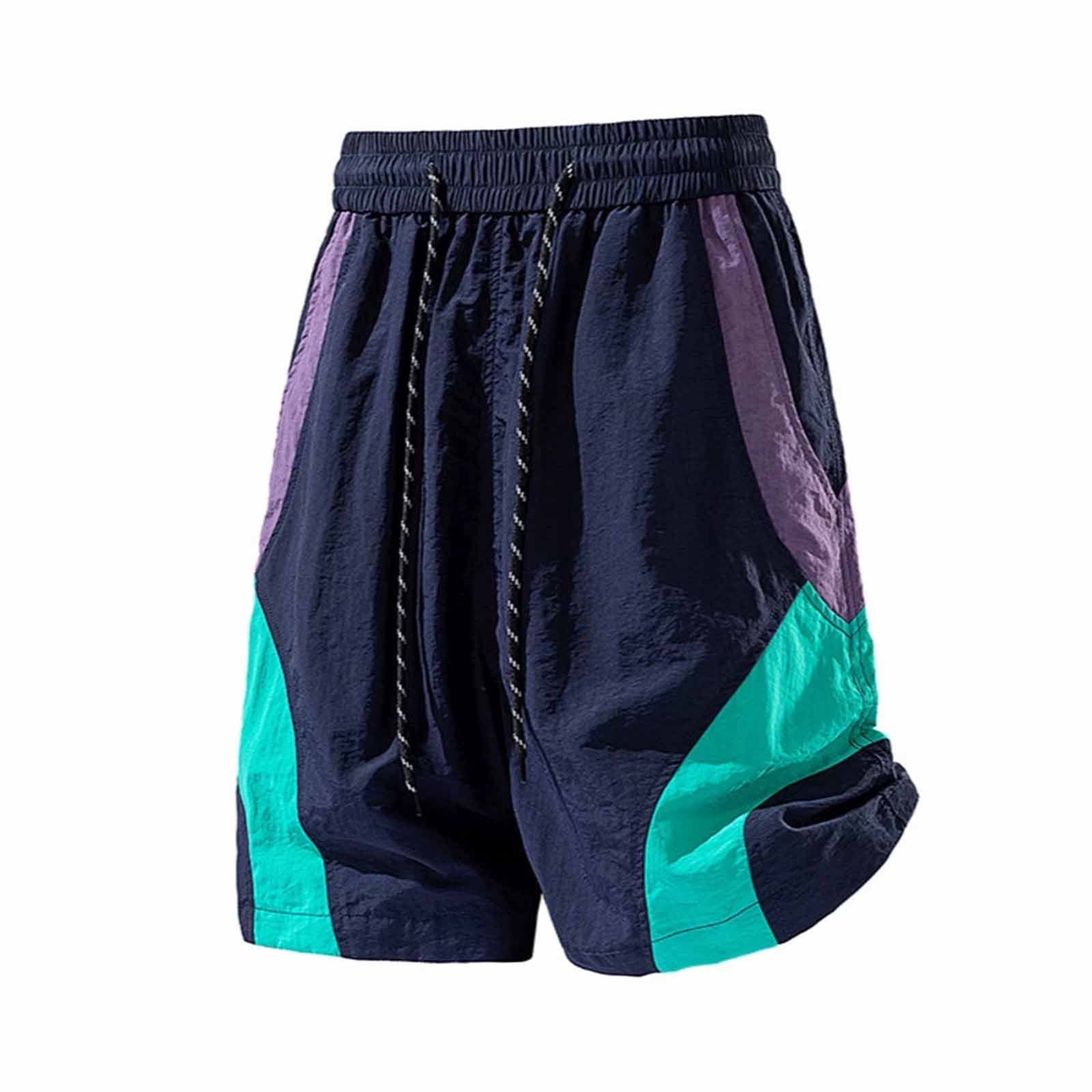 ATOYSOY Womens Color Contrast Active Shorts Drawstring Elastic Waist ...