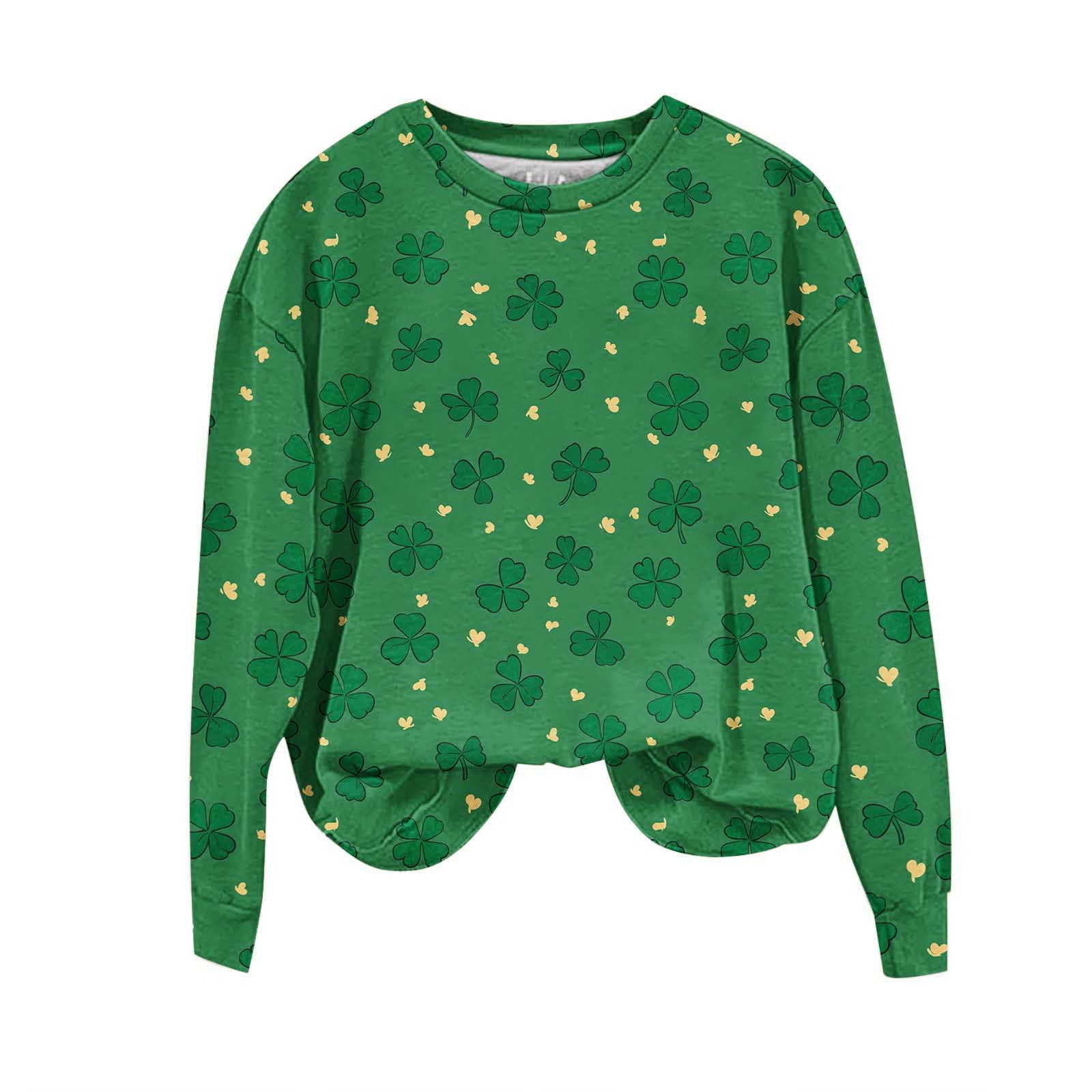 ATOYSOY Womens Sweatshirts St. Patrick's Day Clover Print Casual ...