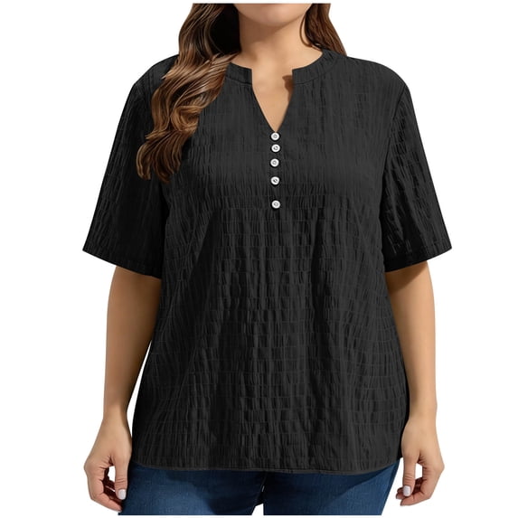ATOYSOY Womens V Neck Blouses Summer Short Sleeve Casual Tops For Women ...