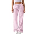 ATOYSOY Womens Wide Leg Casual Pants Solid Color Striped Texture ...