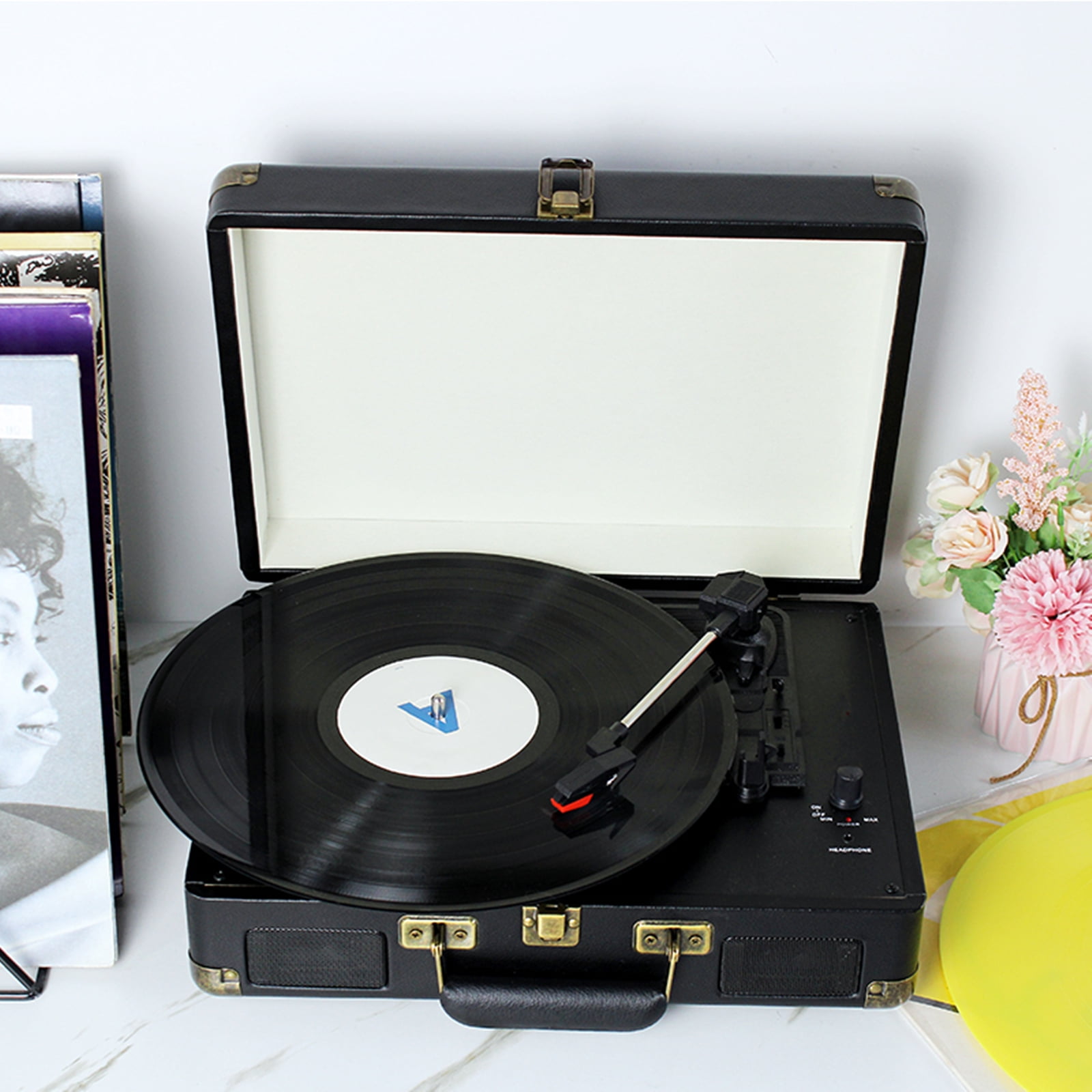 ATOYX Vinyl Record Player, 3 Speed Audio Turntable Record Player with 2 ...