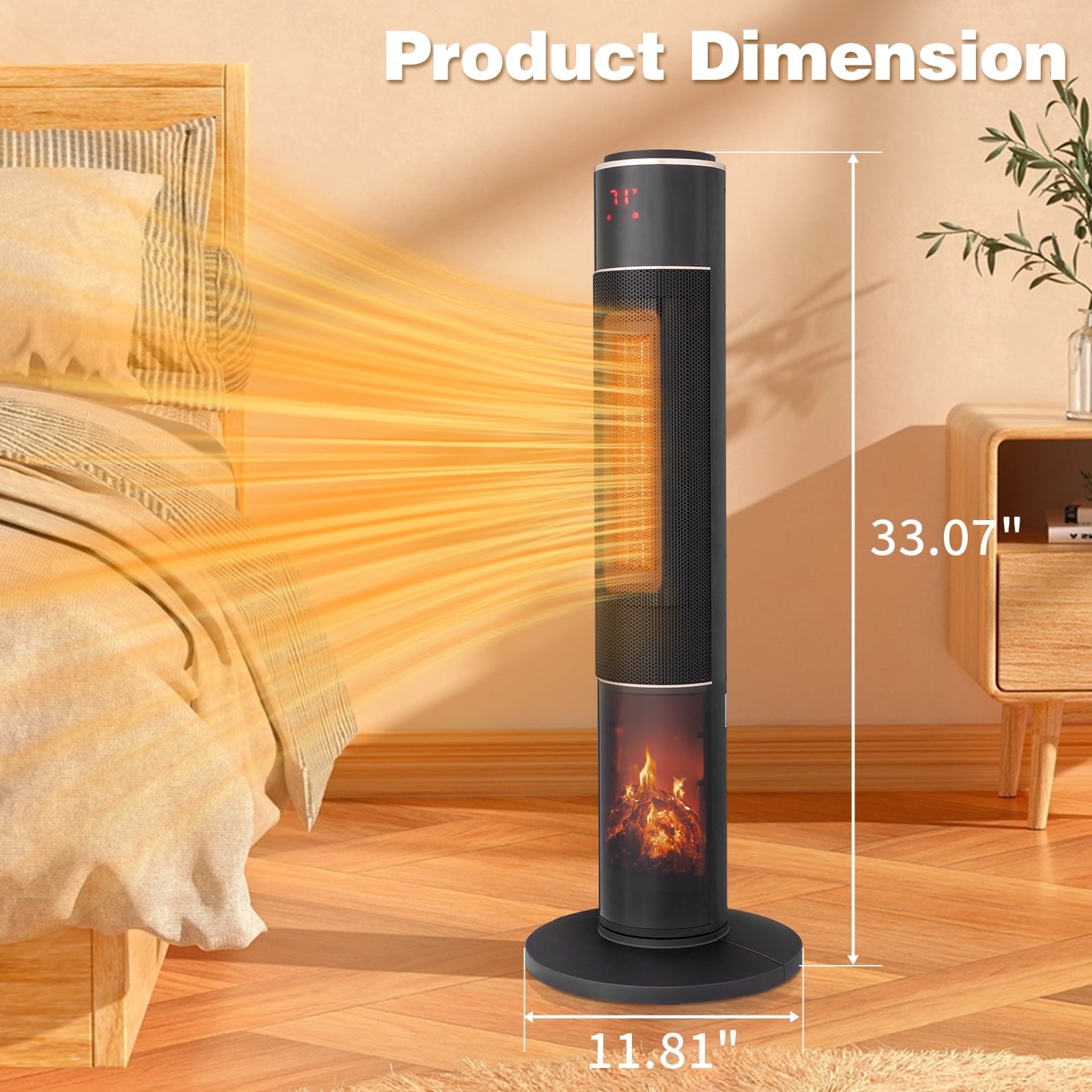 ATR ART to REAL 33"H 1500W Portable Electric Tower Space Heater with ...