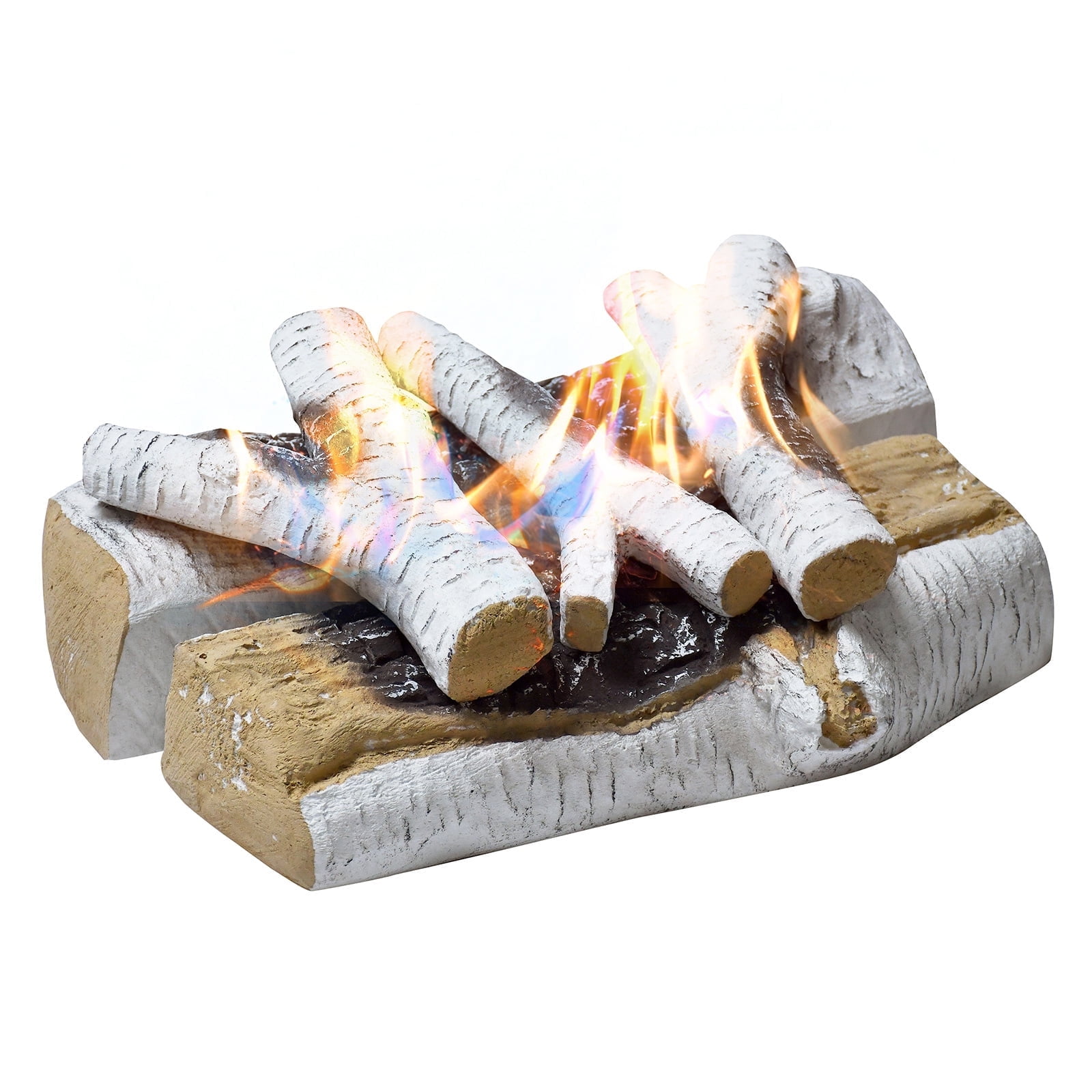 ATR ART TO REAL 5 Pcs Ceramic Gas Fireplace Logs Birch Wood Style ...