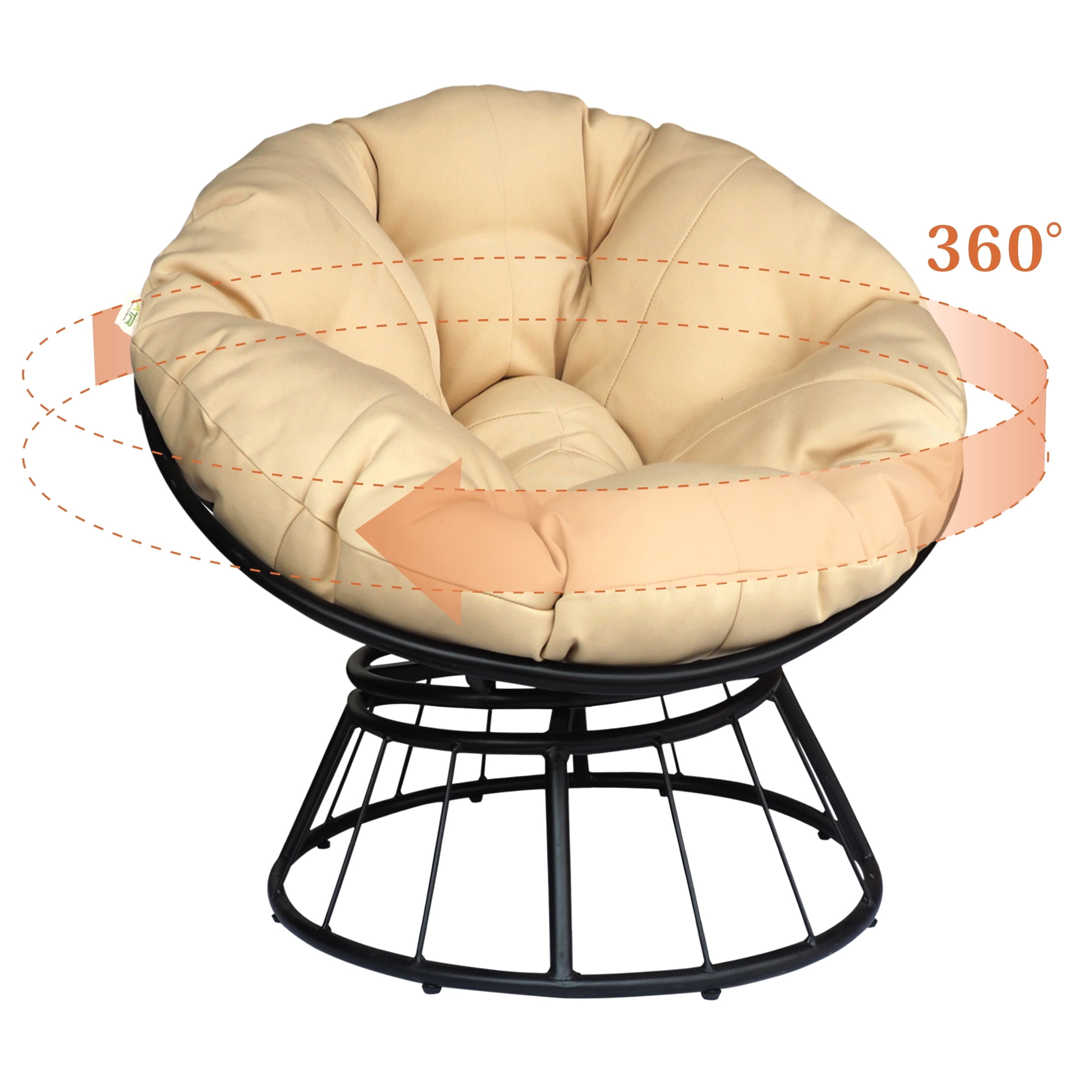 ATR ART to REAL Steel Frame Outdoor Papasan Chair with Cushion, 360 ...
