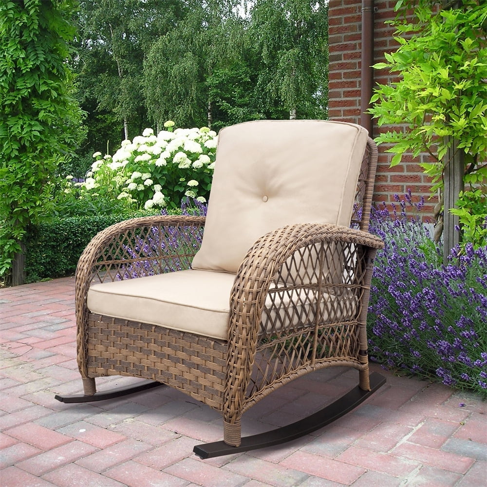 ATR ART to REAL Outdoor Proch Rocking Chair, Wicker Rocker Chair with ...