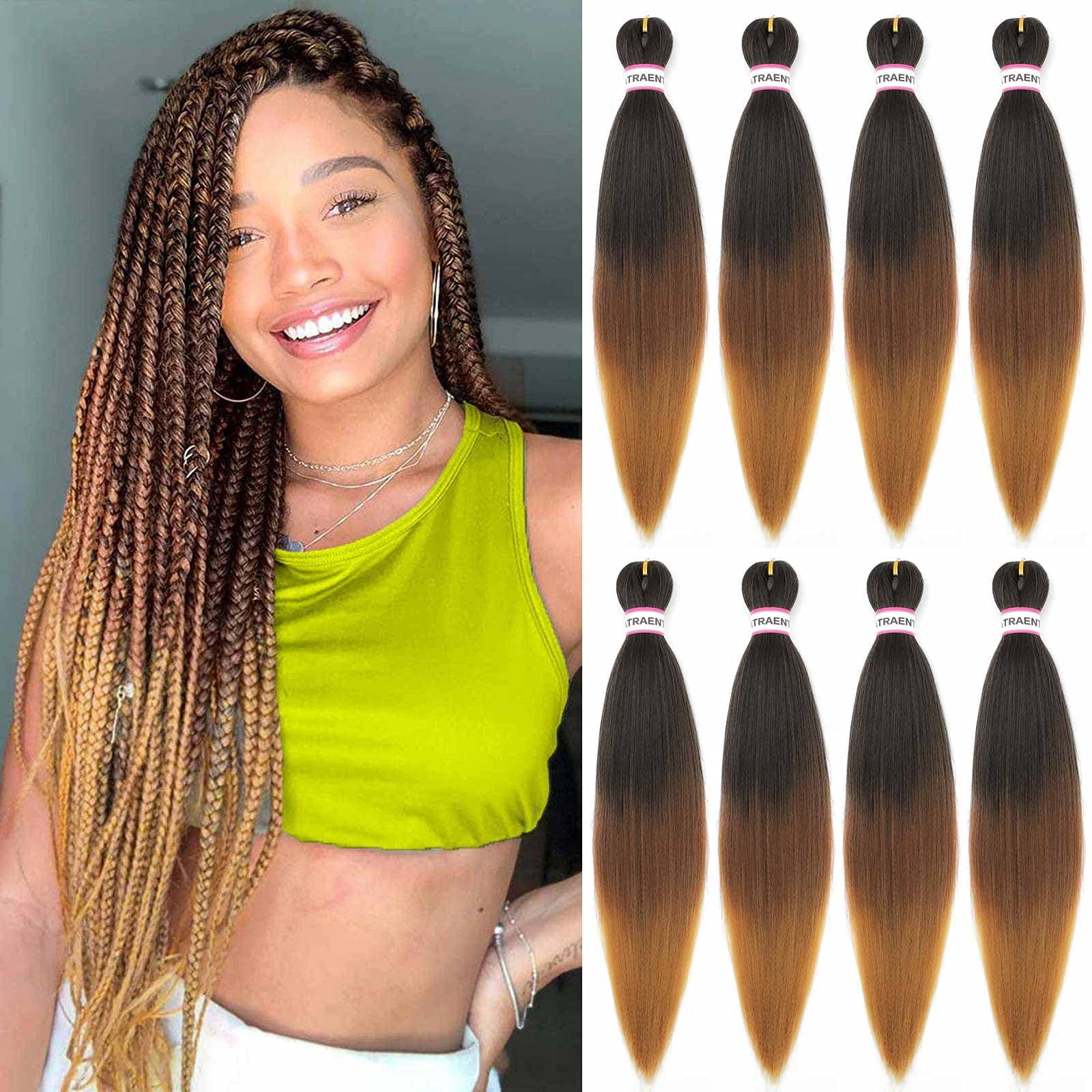 ATRAENTE Ombre Braiding Hair 8 Packs 20 Inch Pre Stretched Braiding Hair,Yaki Texture ...