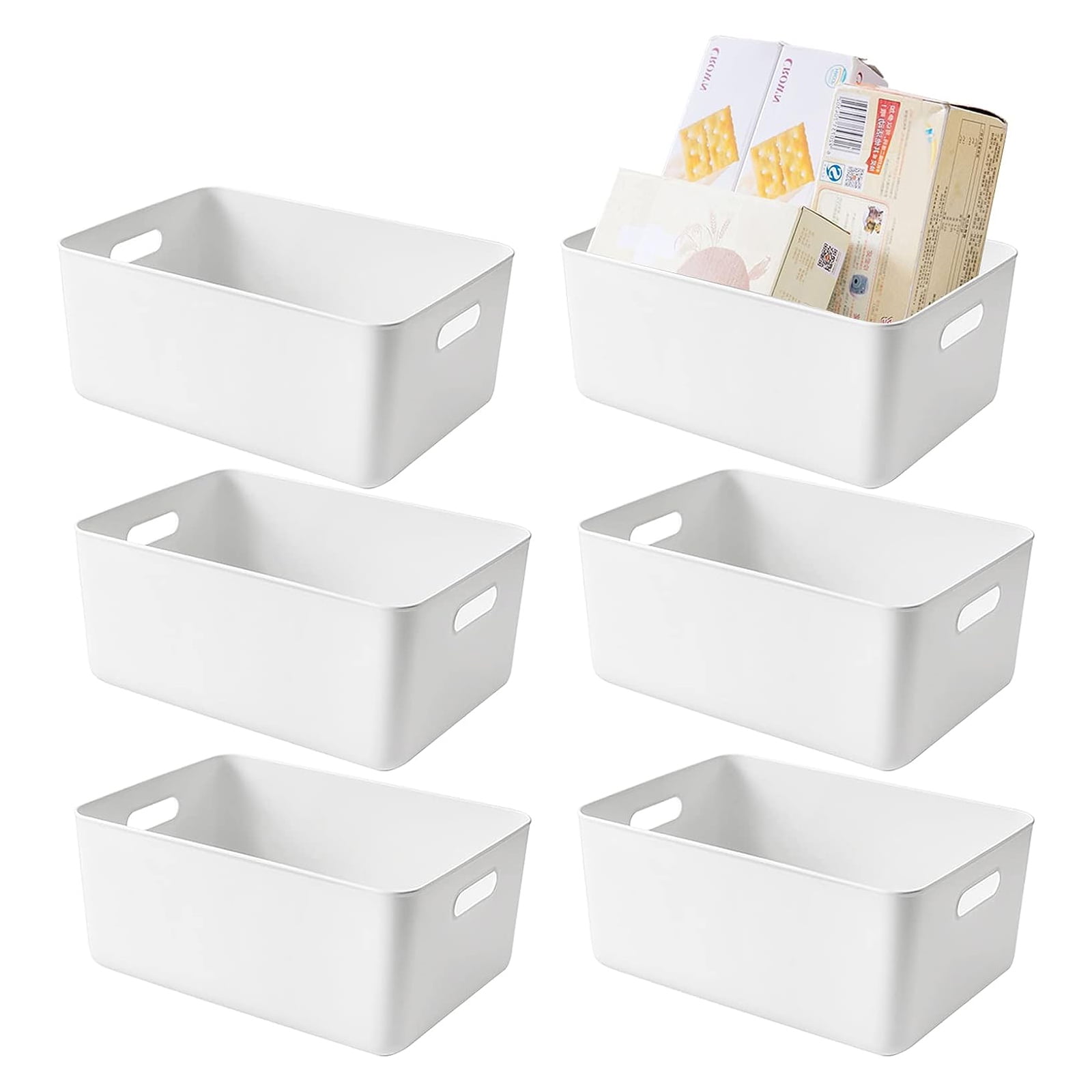 ATRDTO Plastic Storage Baskets for Shelves Drawers Set of 6 Stackable ...