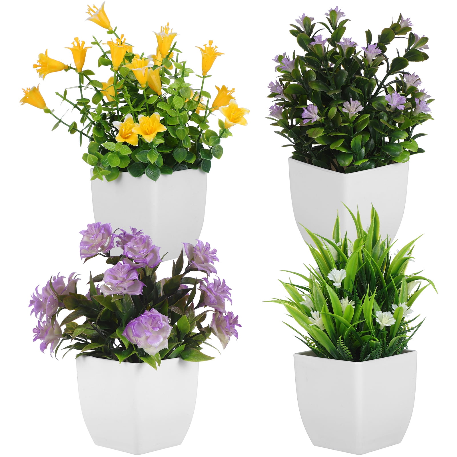 ATriss 4 Pcs Imitation Plants Artificial Indoor Pots House Fake Green ...