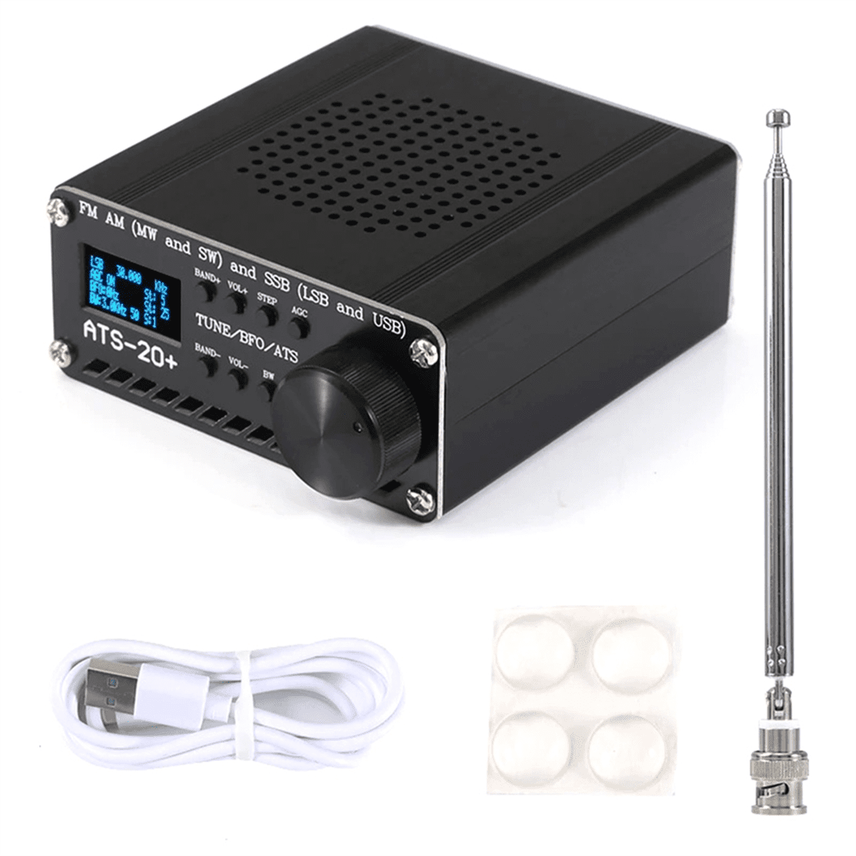 ATS-20+ Plus V2 SI4732 SDR Radio Receiver with OLED Display FM AM SW SSB USB Rechargeable ...