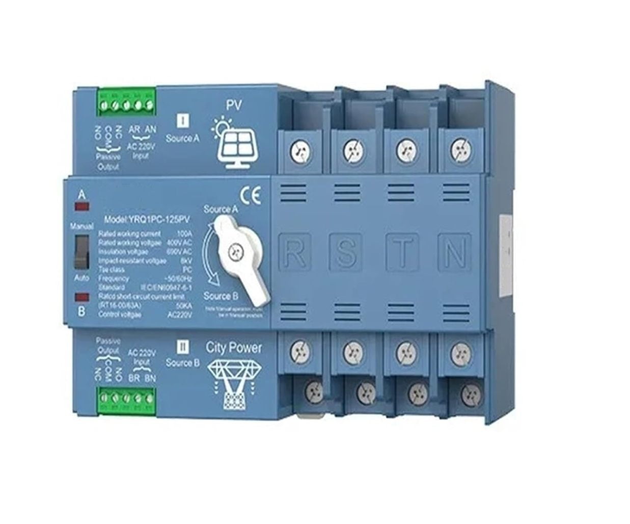 ATS 2P 4P 100A 125A 220V 400V Dual Power Automatic Transfer Switch for ...