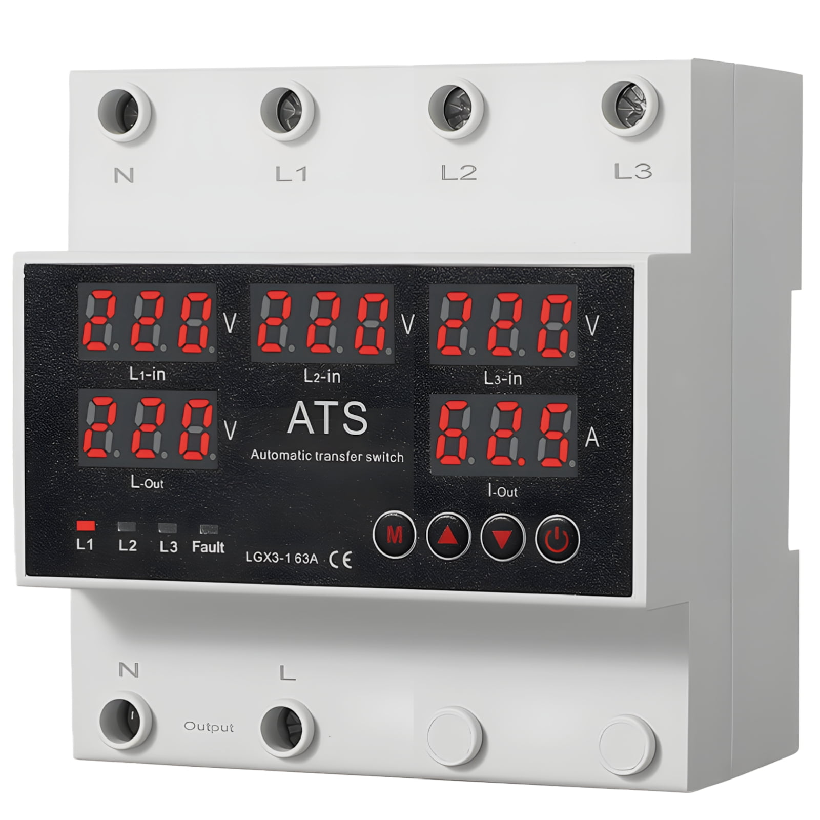 ATS Automatic Transfer Switch for Generator, 63A 3-Phase Voltage and ...