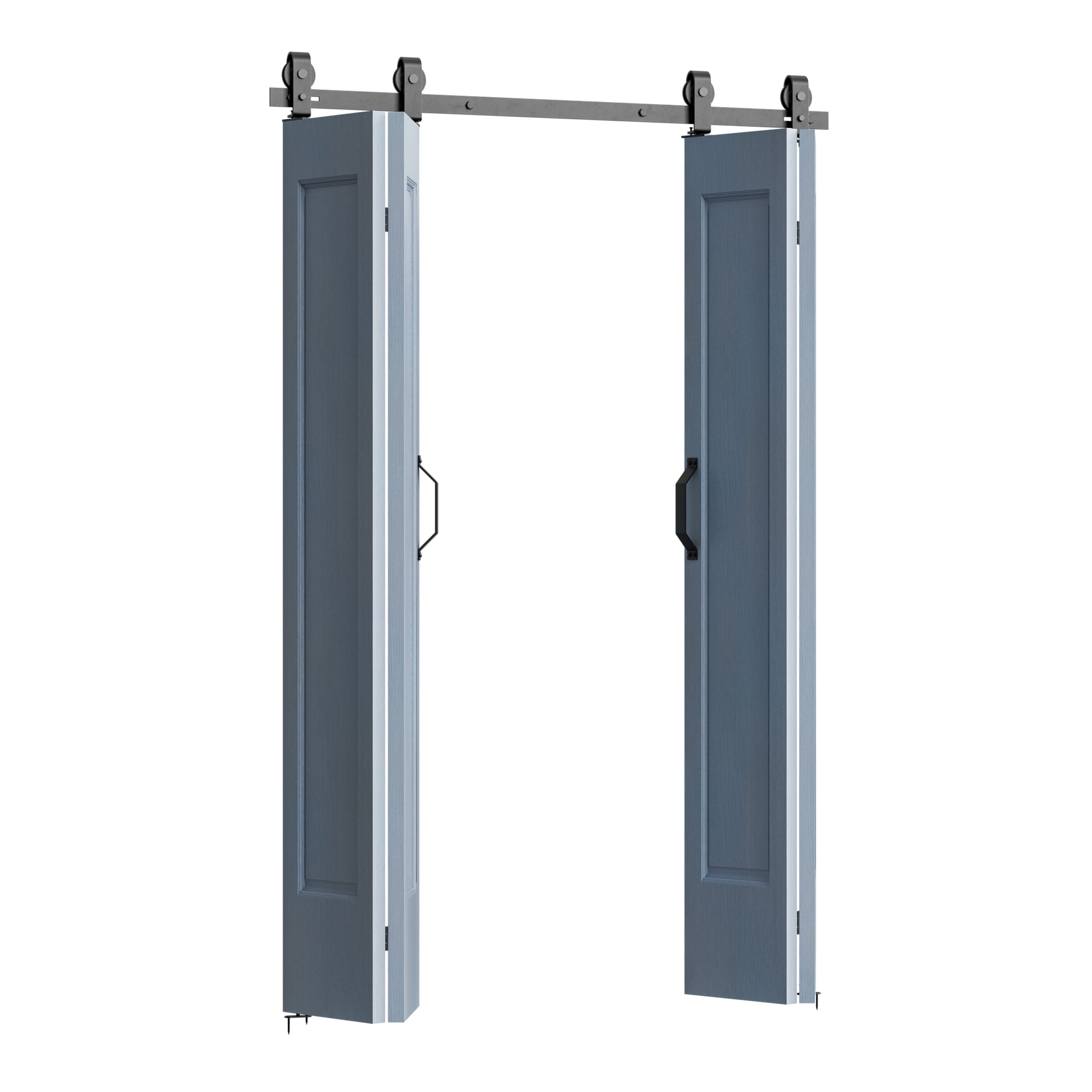 ATT 76" Top Mount Black Double Bifold Barn Door Hardware Kit, Heavy ...