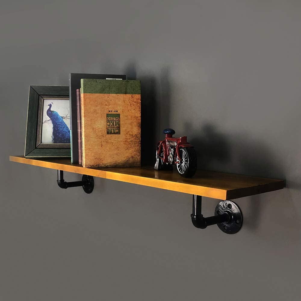 ATT Hardware Industrial Iron Pipe Floating Shelf Rustic Vintage Display ...