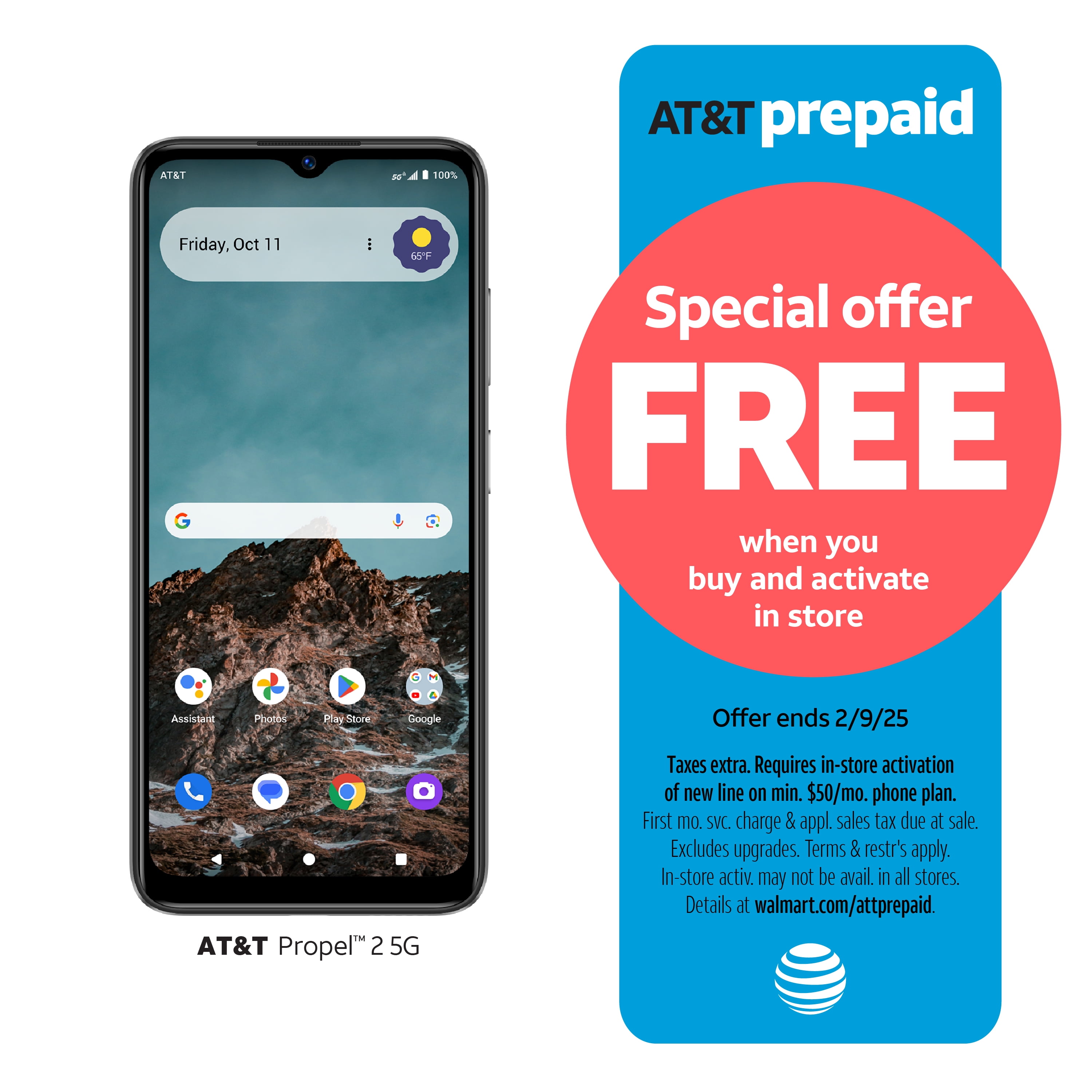 AT&T Propel 2 5G, 64GB, Odyssey Gray - Prepaid Smartphone - Walmart ...