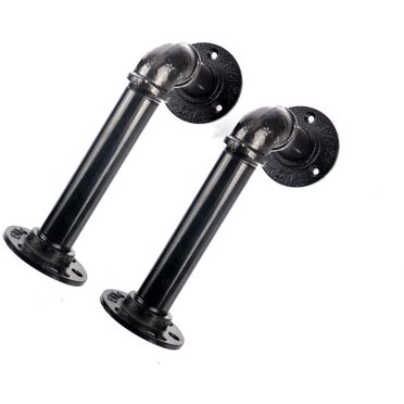 ATT Rustic Floating Shelf Brackets Industrial Iron Pipe Shelf Brackets ...